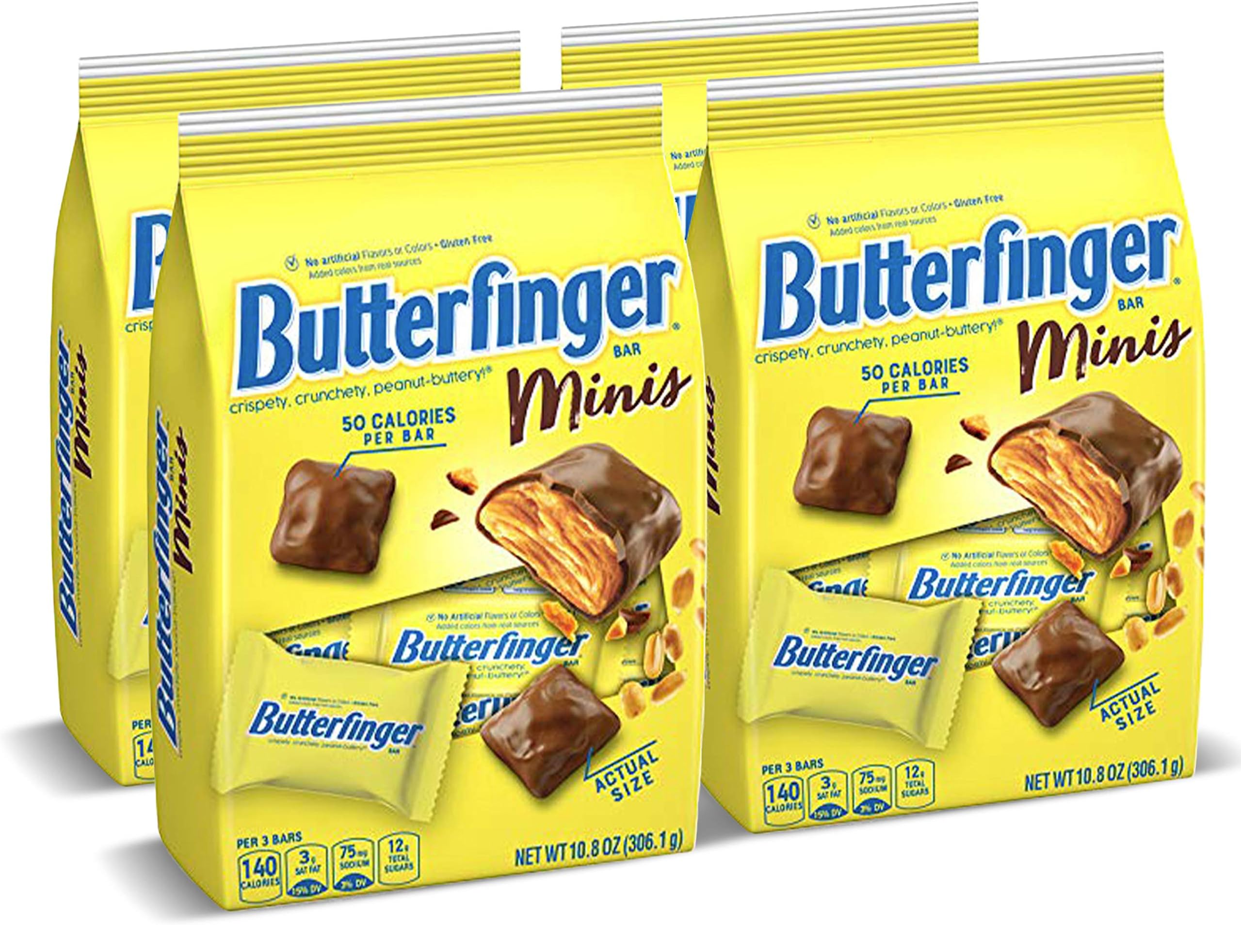 Amazon.com: Butterfinger Minis, 4 Bags of Peanut-Buttery Chocolate-y ...