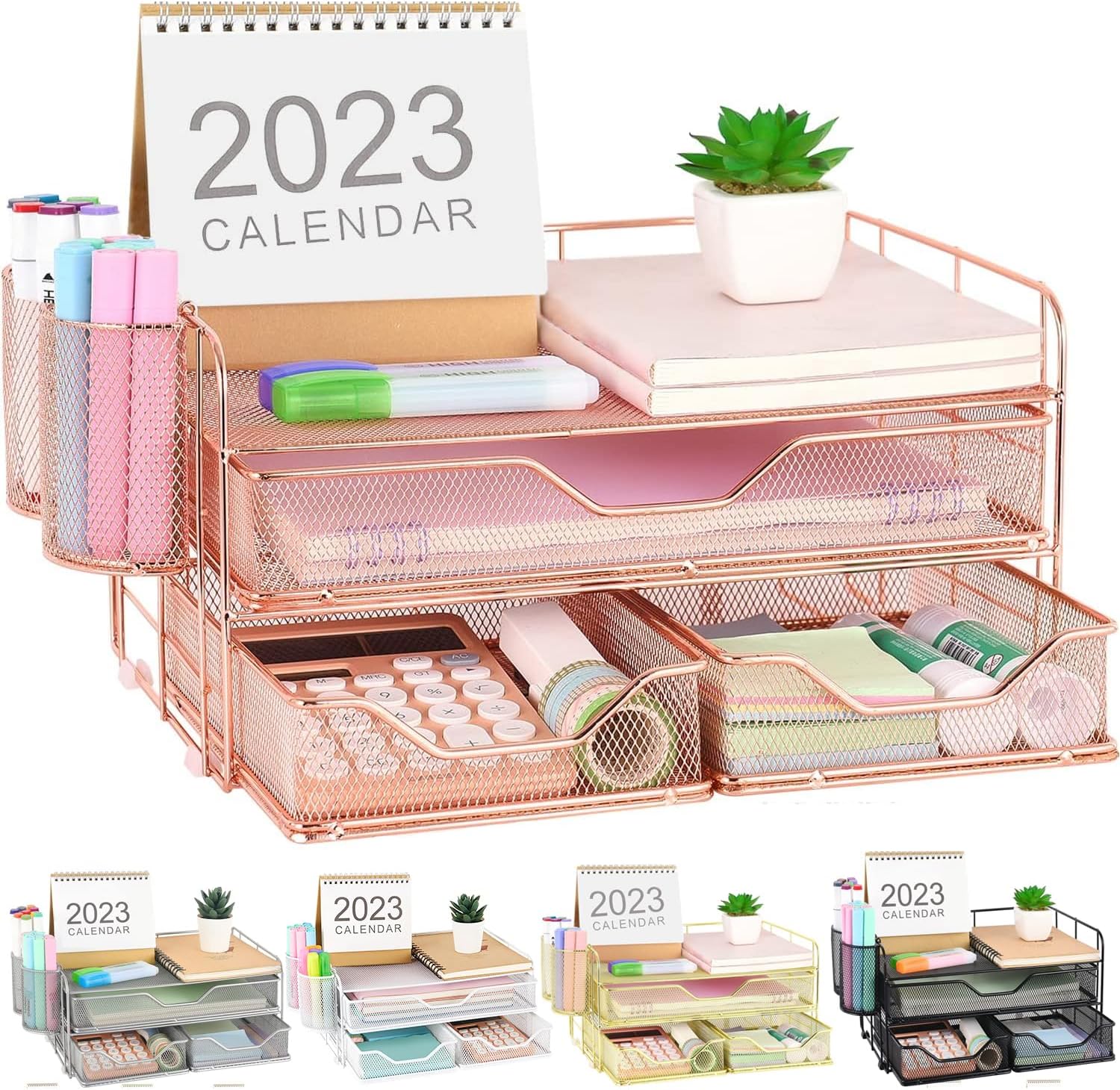 Amazon.com: bukfen Office Desk Organizer,2-Tier Office Desk Organizer ...