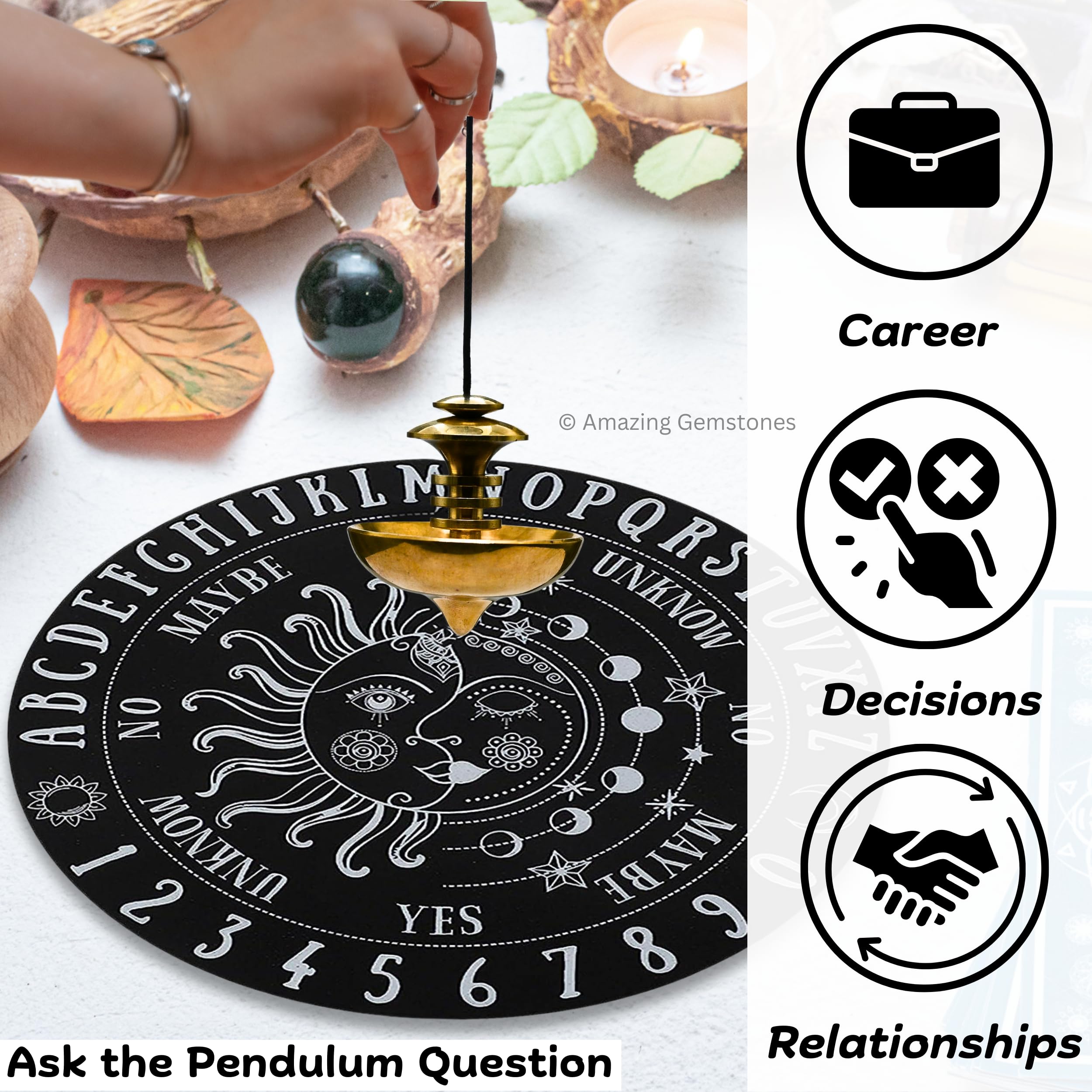 Snapklik.com : Amazing Gemstone Healing Metal Pendulums For Divination