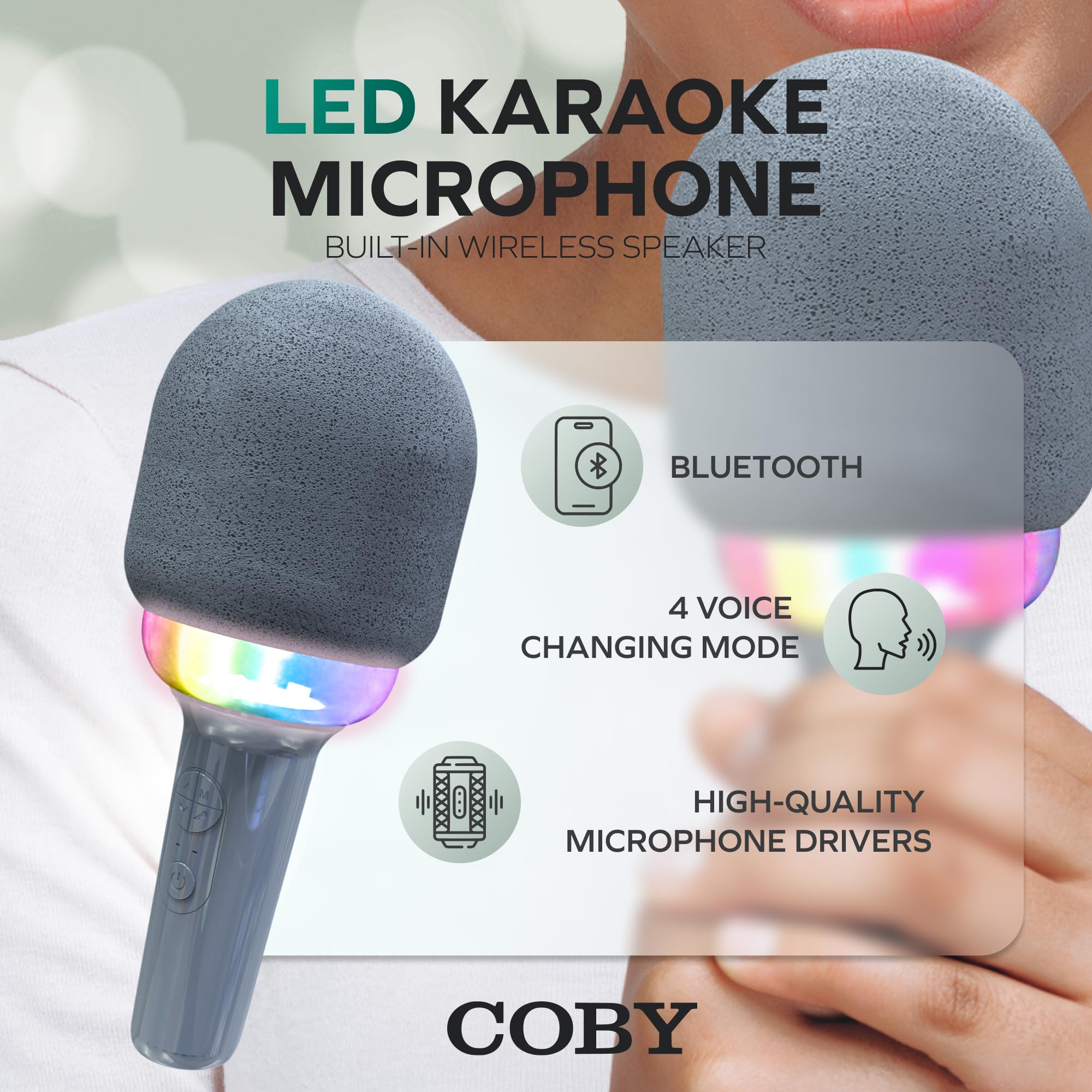 Snapklik.com : Coby LED Karaoke Microphone, Wireless Mic