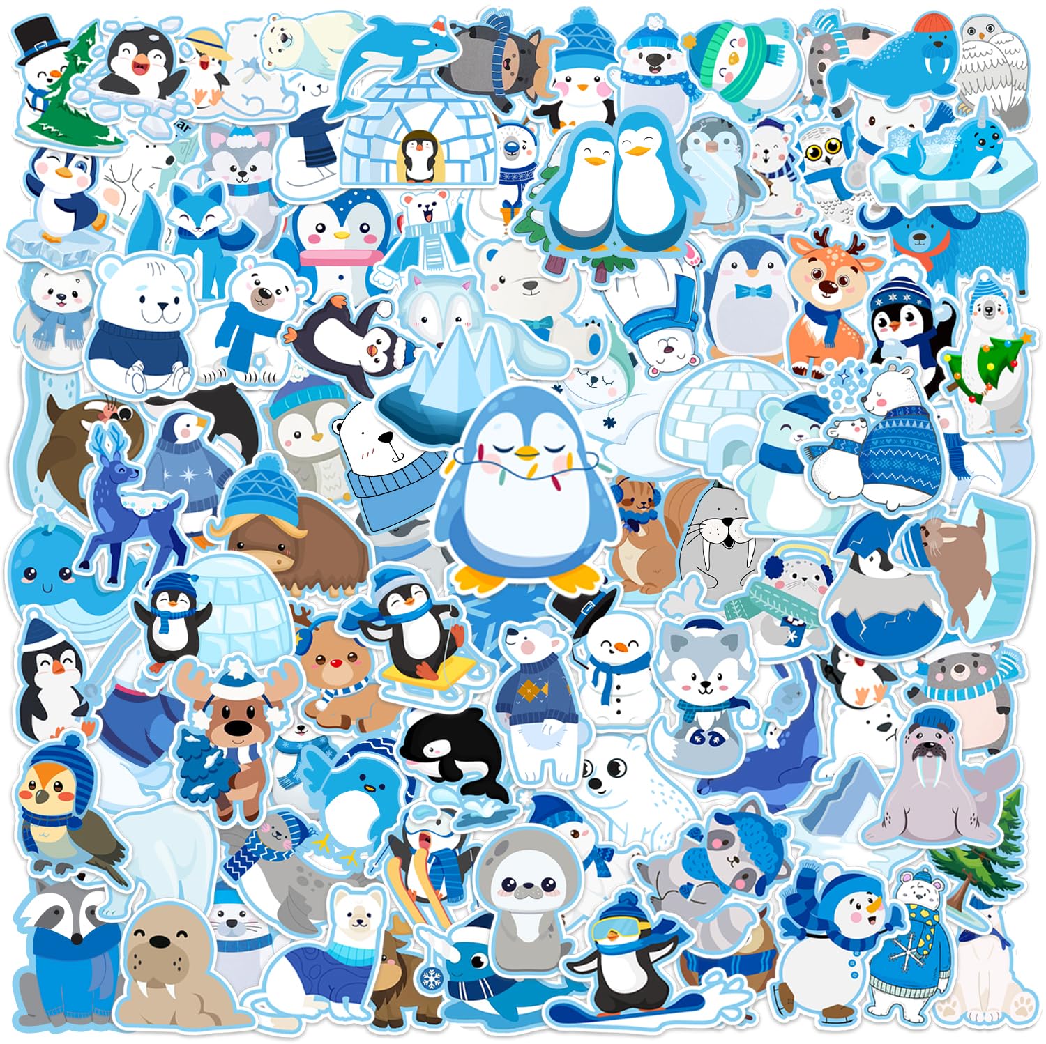 Amazon.com: YYMYMGJ 100 PCS Winter Arctic Animal Stickers, Winter ...