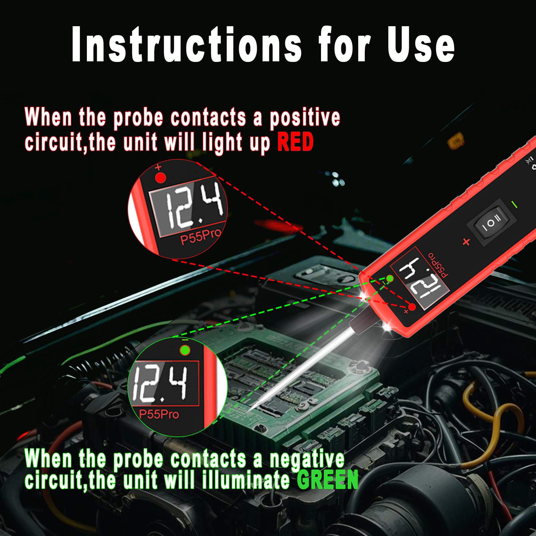 Snapklik.com : Aottykro Power Circuit Probe Tester 6V-30V DC Test Light ...