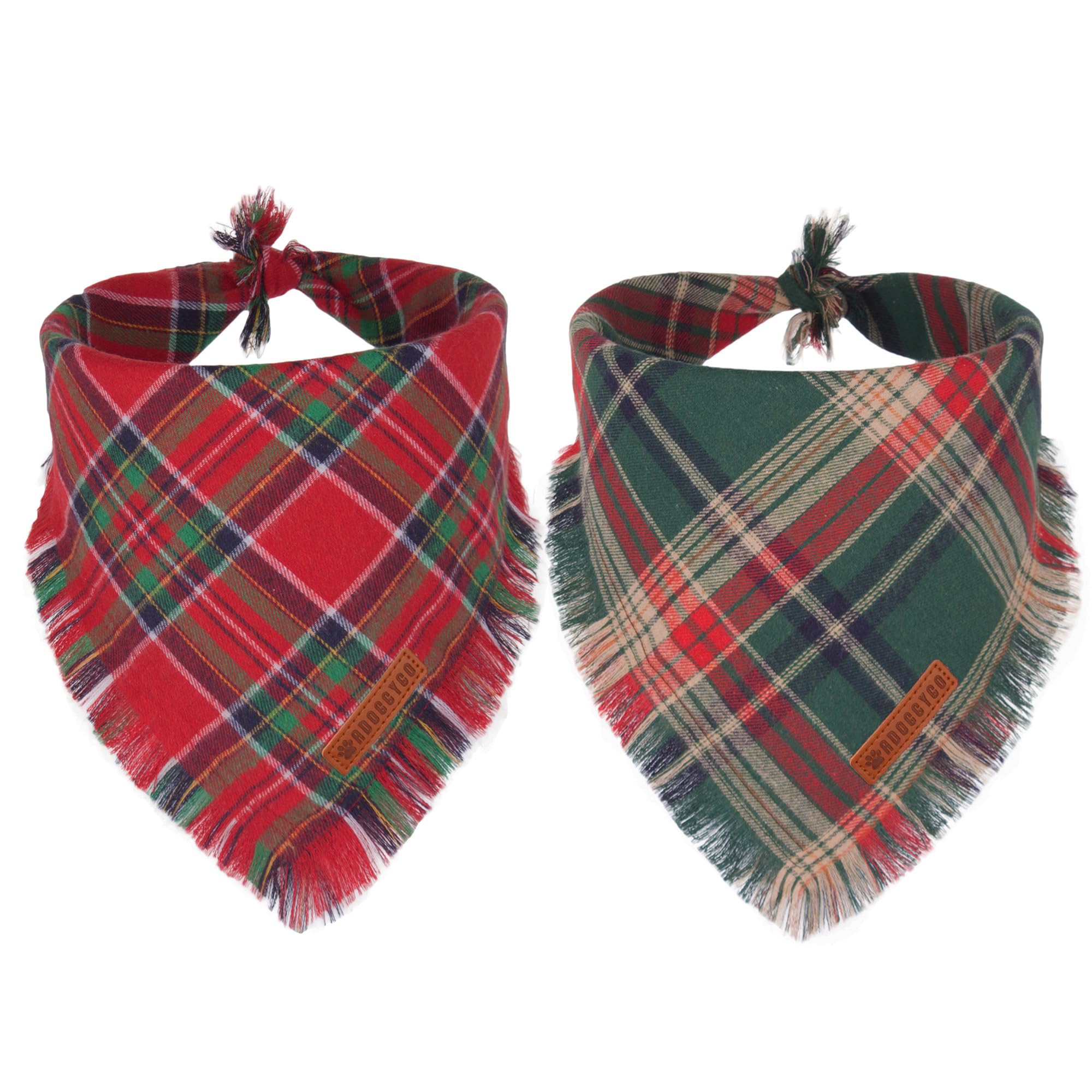 ADOGGYGO Christmas Dog Bandanas with Tassels Edges, Stylish Plaid Dog ...