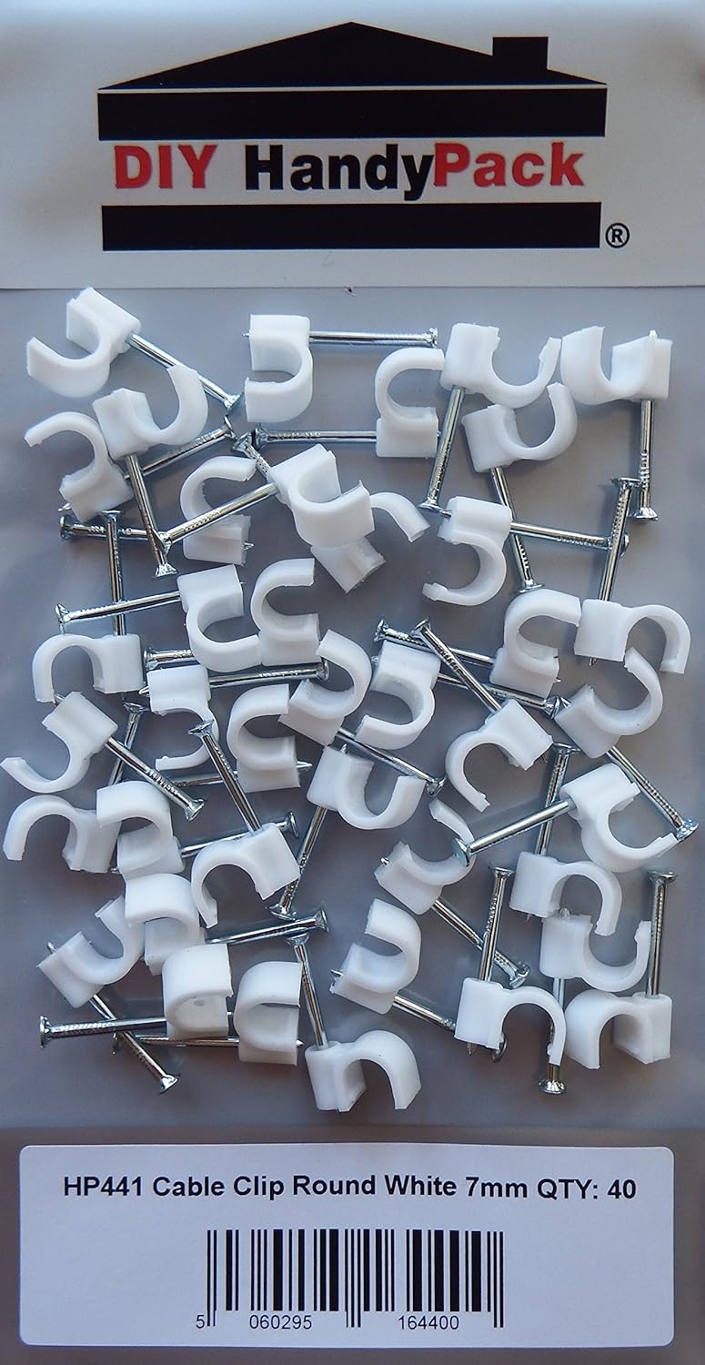 DIY HandyPack - Round White Cable Clips 7mm : Amazon.co.uk: DIY & Tools