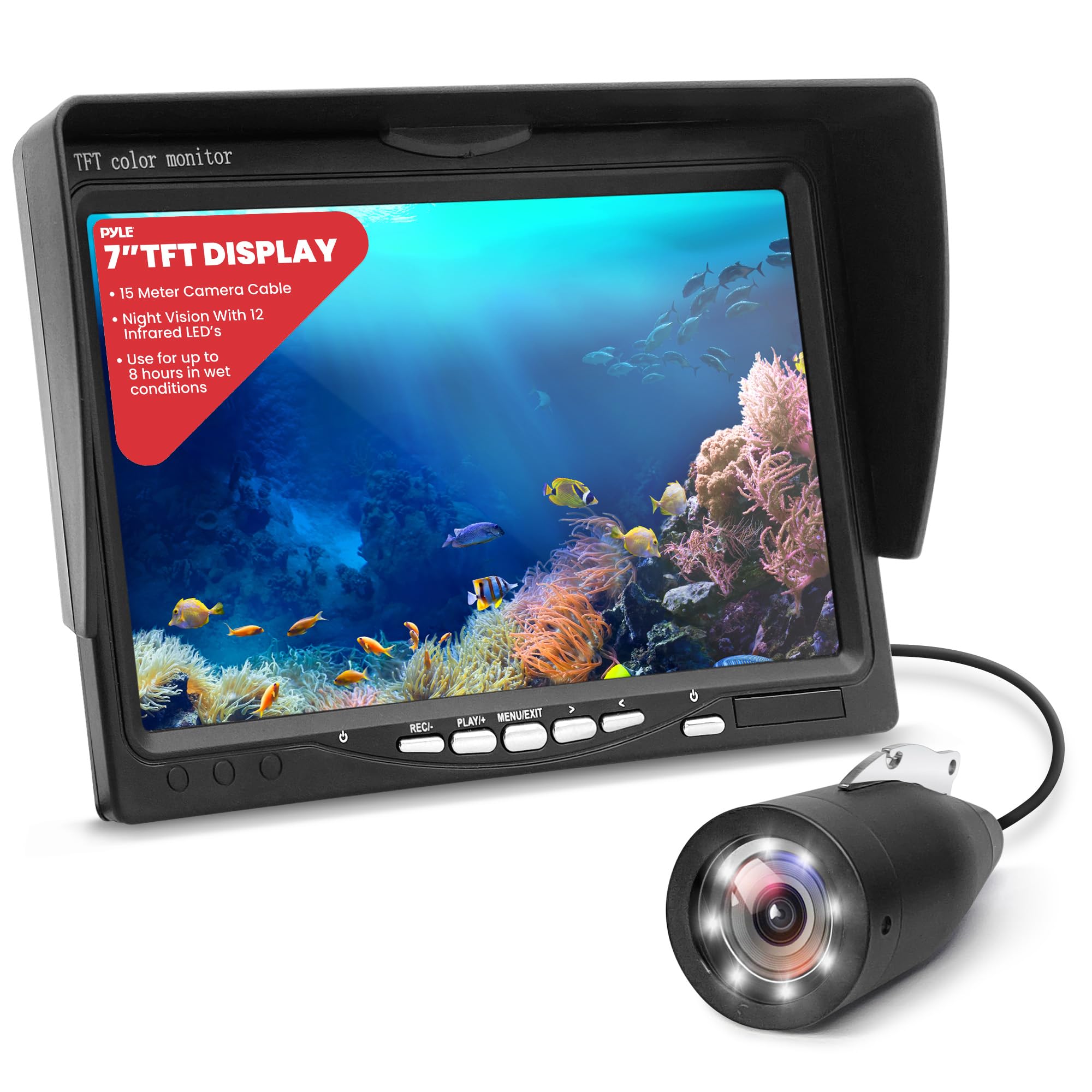 Amazon.com : Pyle, Underwater Fishing Camera, LCD Monitor, Night Vision ...