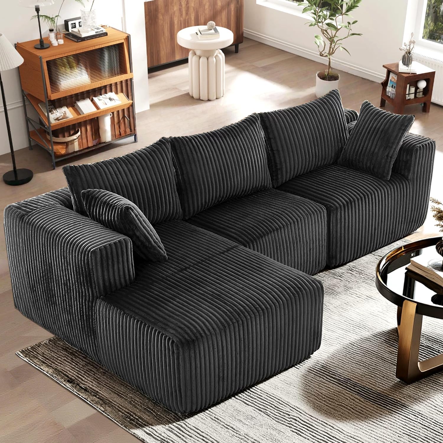Amazon.com: Hanamako Modular Sectional Sofa with L-Shape Chaise, 3 ...