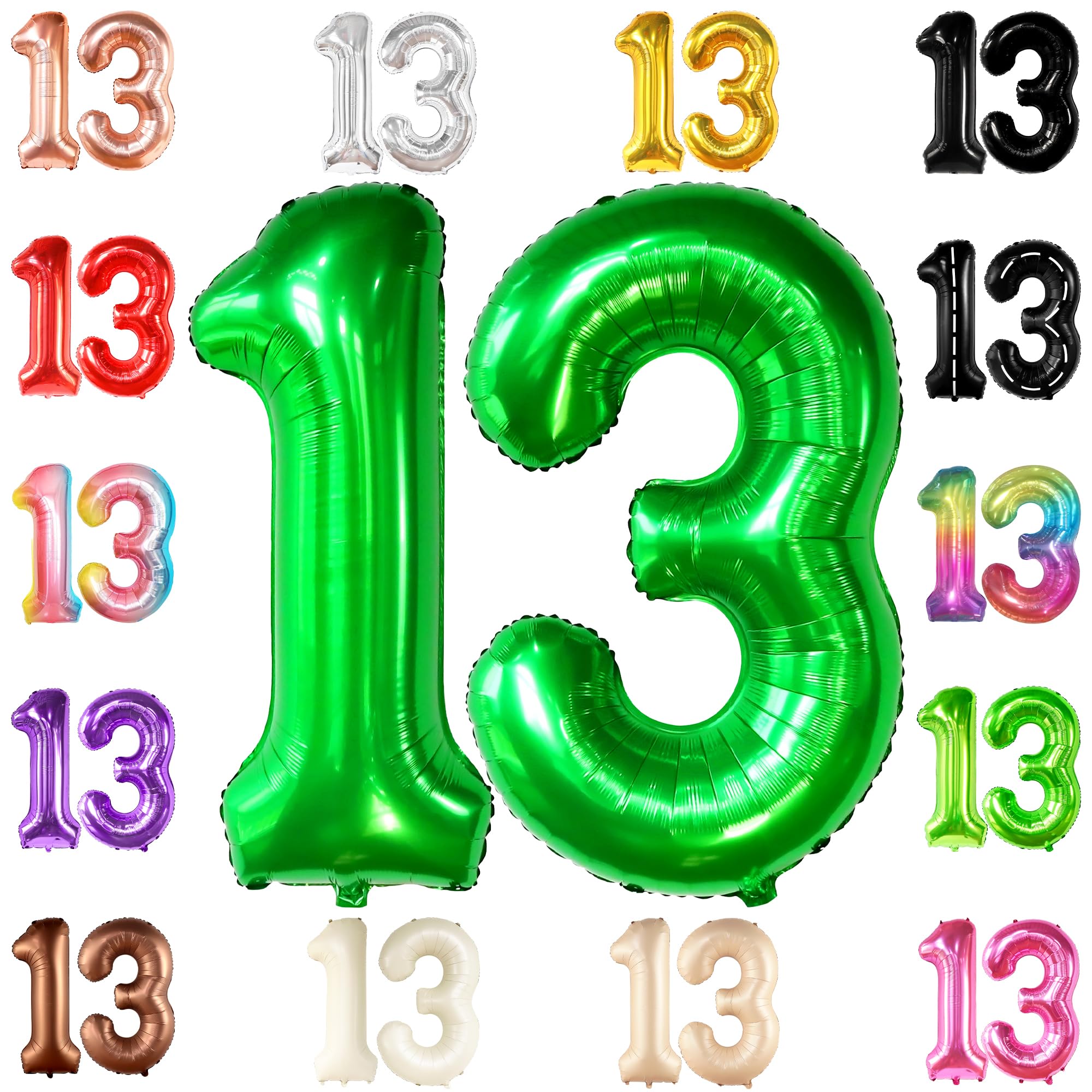 Amazon.com: KatchOn, Dark Green 13 Balloon Numbers - 40 Inch | Number ...