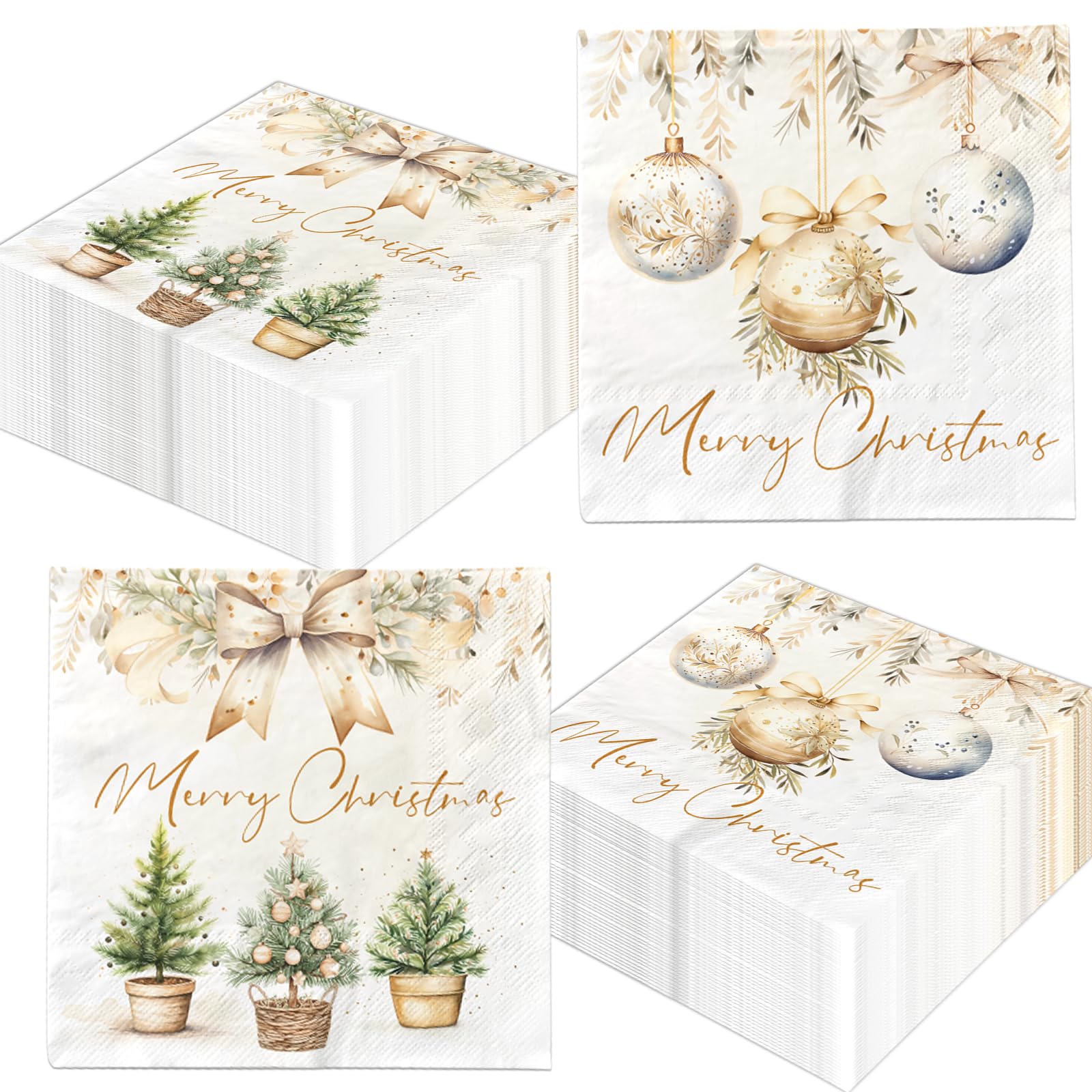 Amazon.com: 40pcs Christmas Napkins Disposable Cocktail Napkins ...