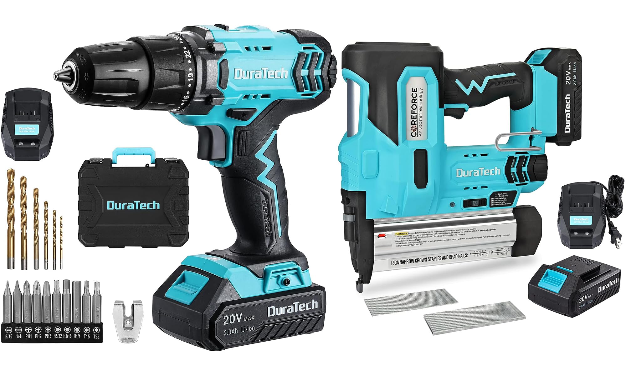 Amazon.com: DURATECH 20V Cordless Brad Nailer & DURATECH 20V Cordless ...