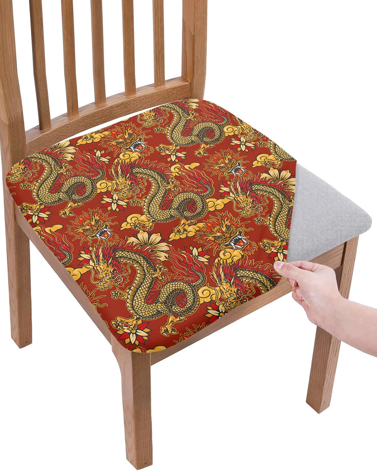 Amazon.com: TweetyBed Chair Seat Covers Chinese Animal Red Dragon Seat ...