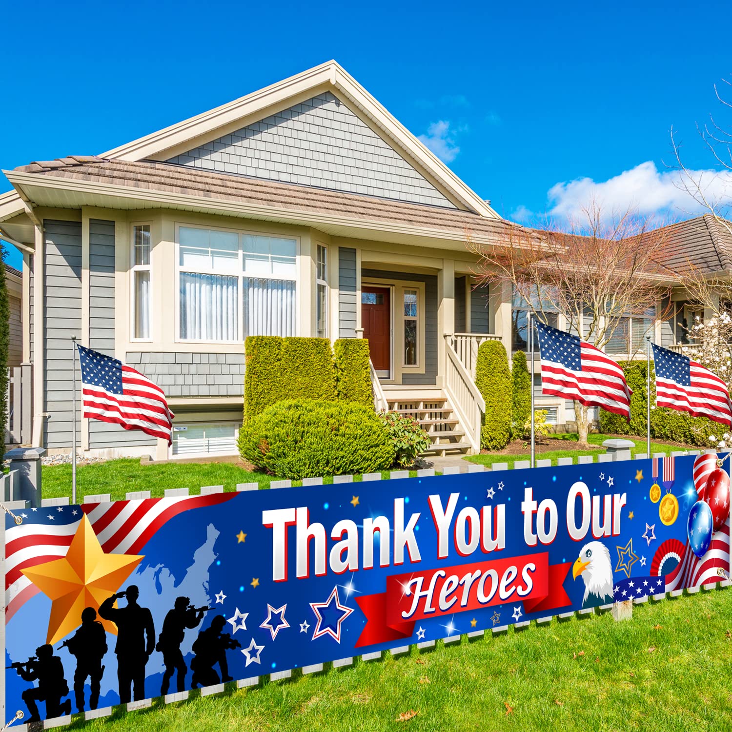 Amazon.com : Veterans Day Decorations Graden Banner, Large 9.8 * 1.6ft ...