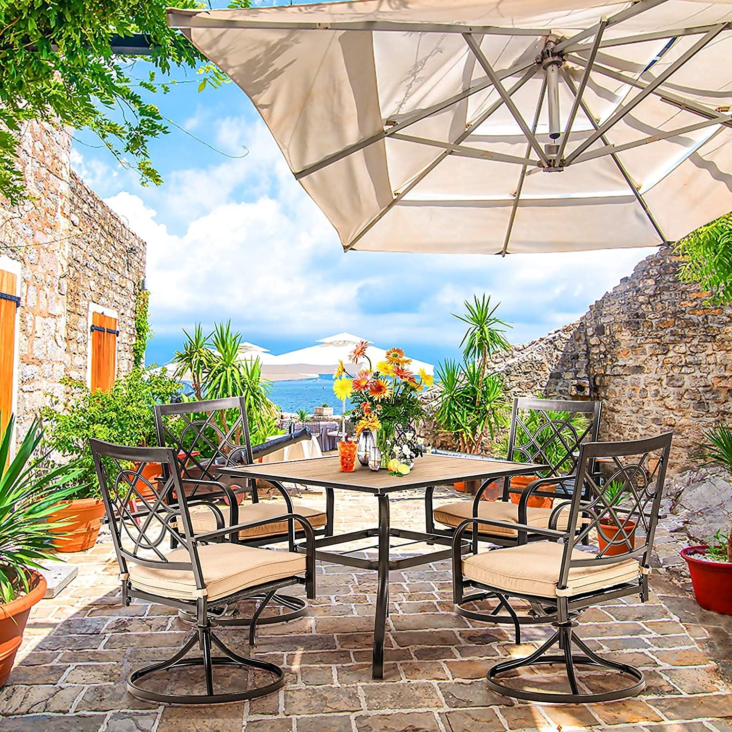 Patio Metal Swivel Chairs Set of 2 Outdoor Dining Rocker Chair for ...