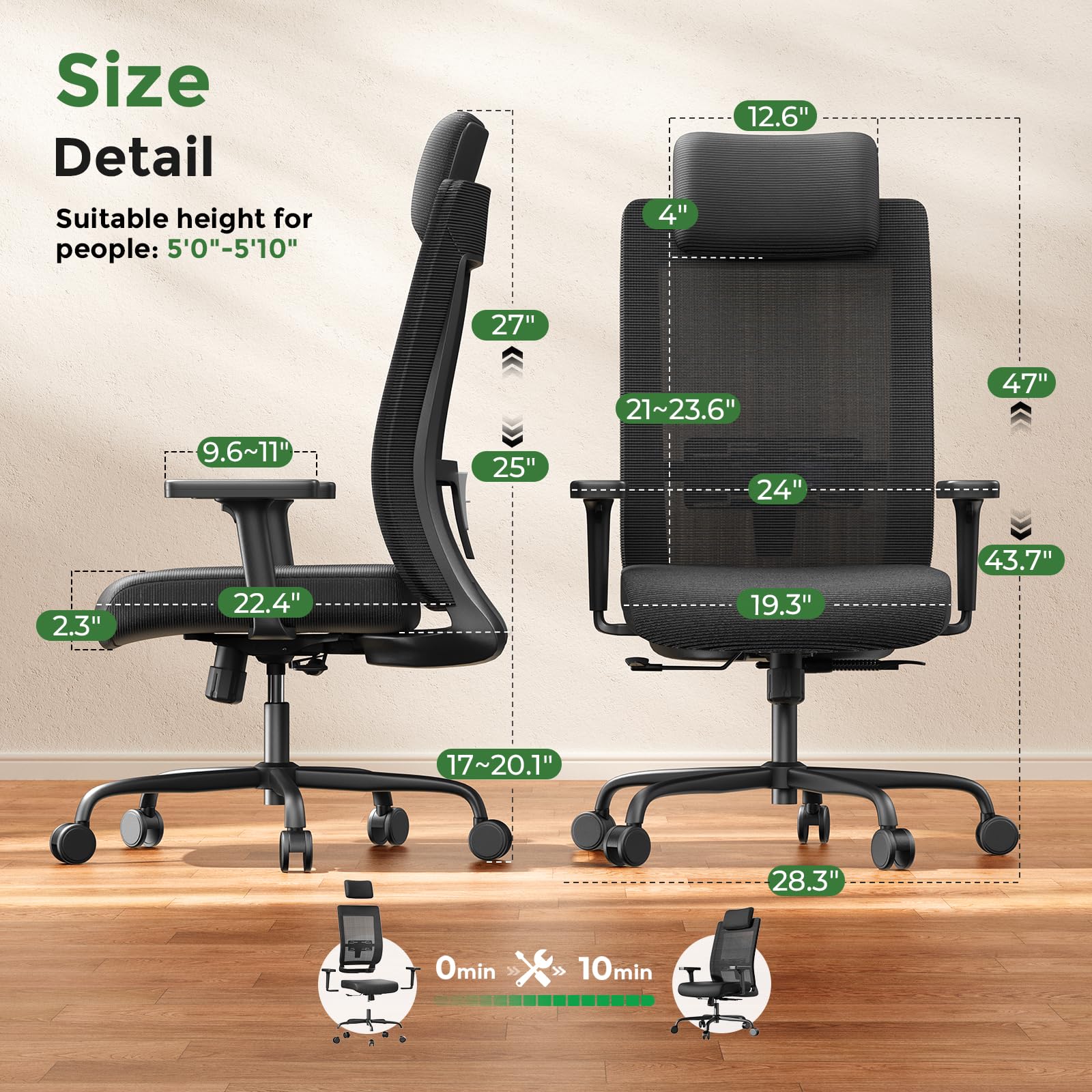 Snapklik.com : Ergonomic Office Chair 350LBS Capacity - 90-135 Any ...