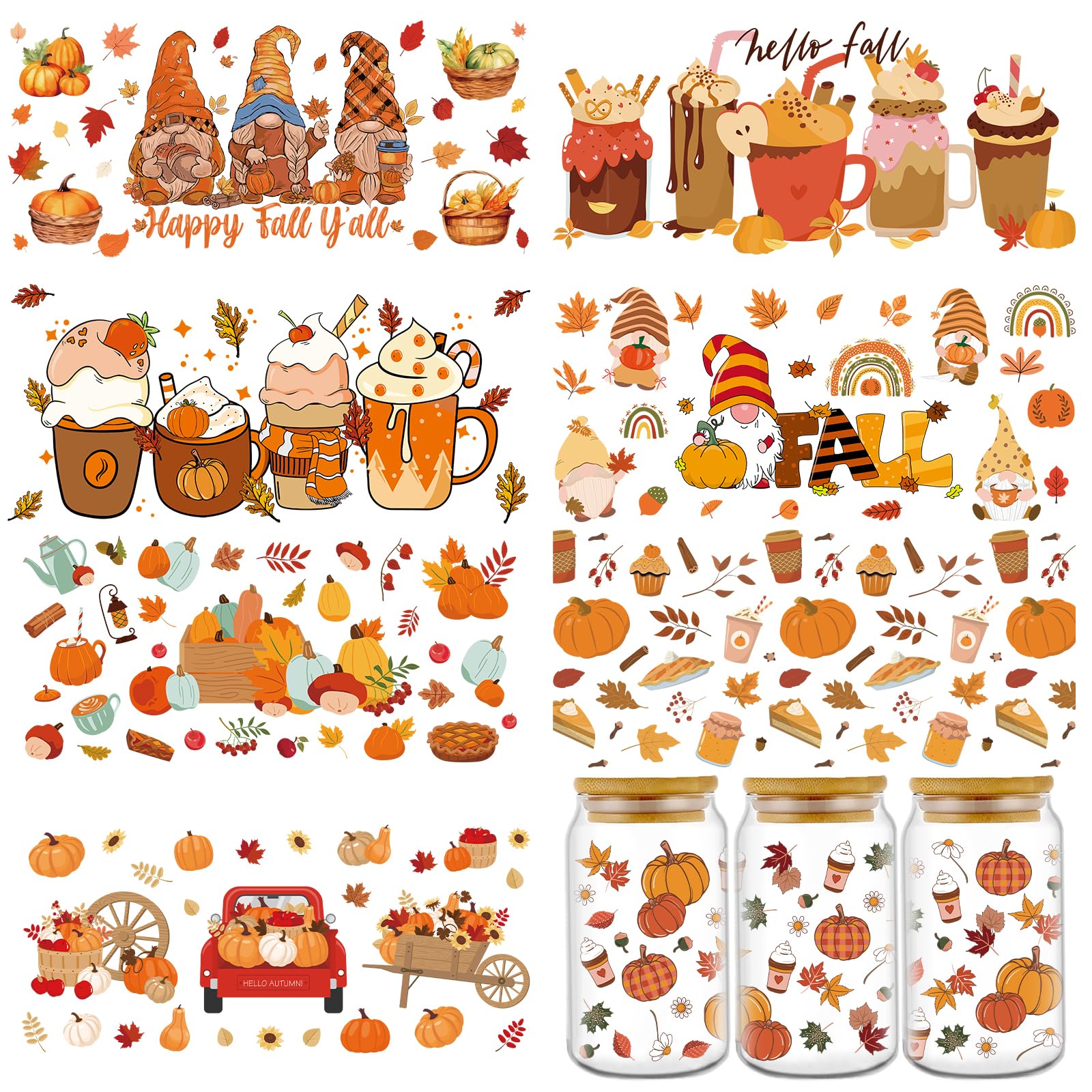 Amazon.com: Rngmsi UV DTF Cup Wrap - 8 Sheets Fall UV DTF Cup Wraps for ...