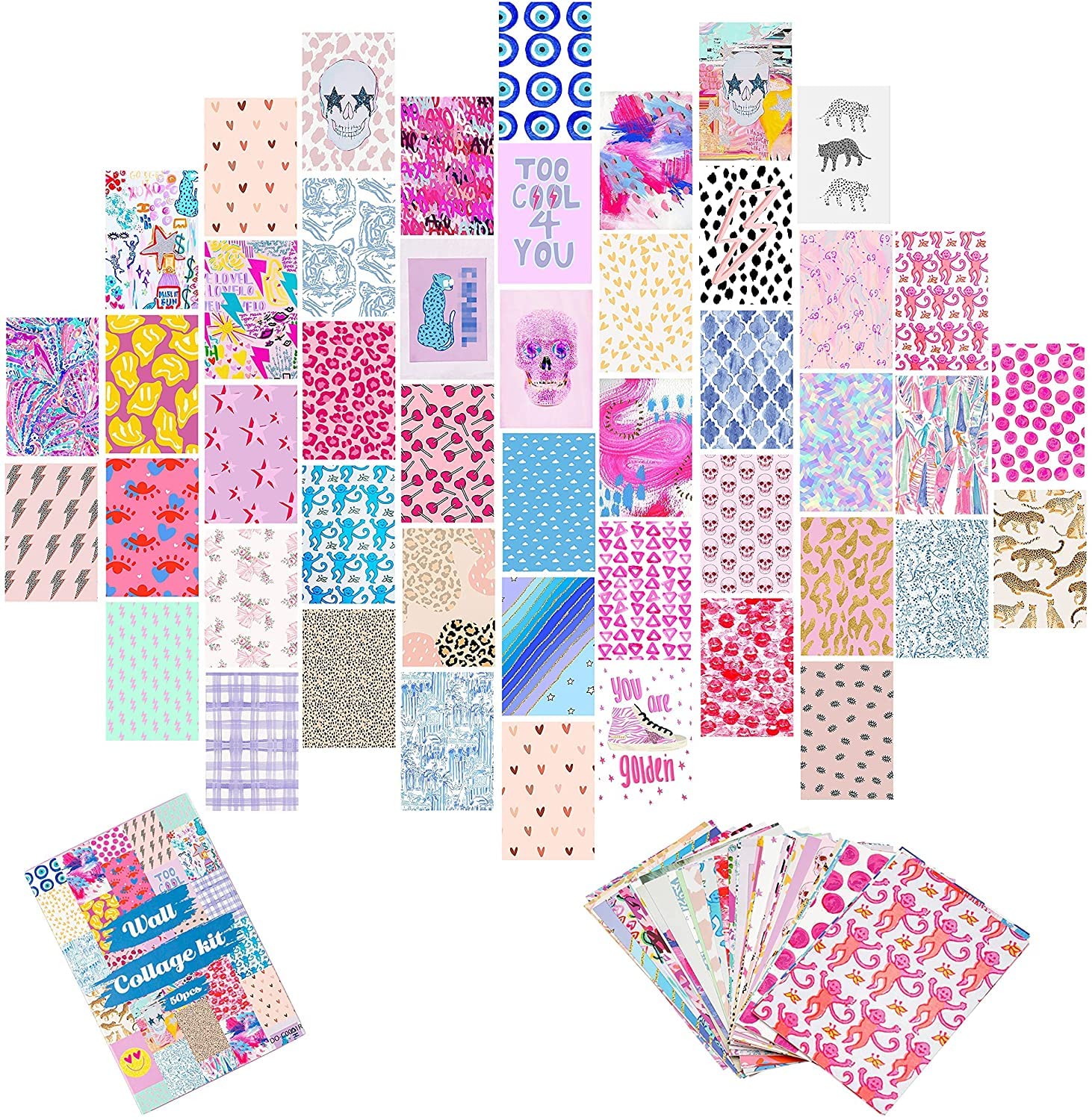 ECTY 50PCS Preppy Aesthetic Pictures Wall Collage Kit, Retro Style ...