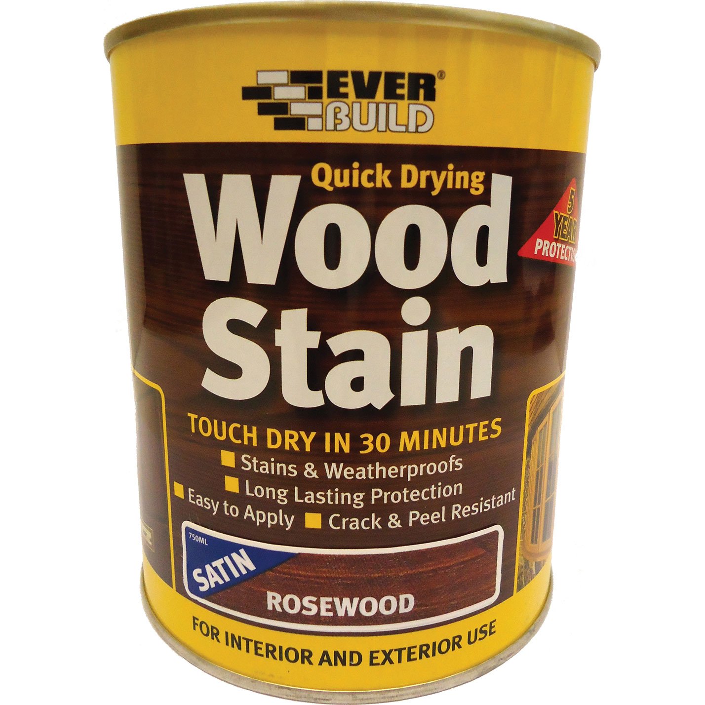 Everbuild Satin Wood Stain – Indoor And Outdoor Use – Weatherproof – UV ...