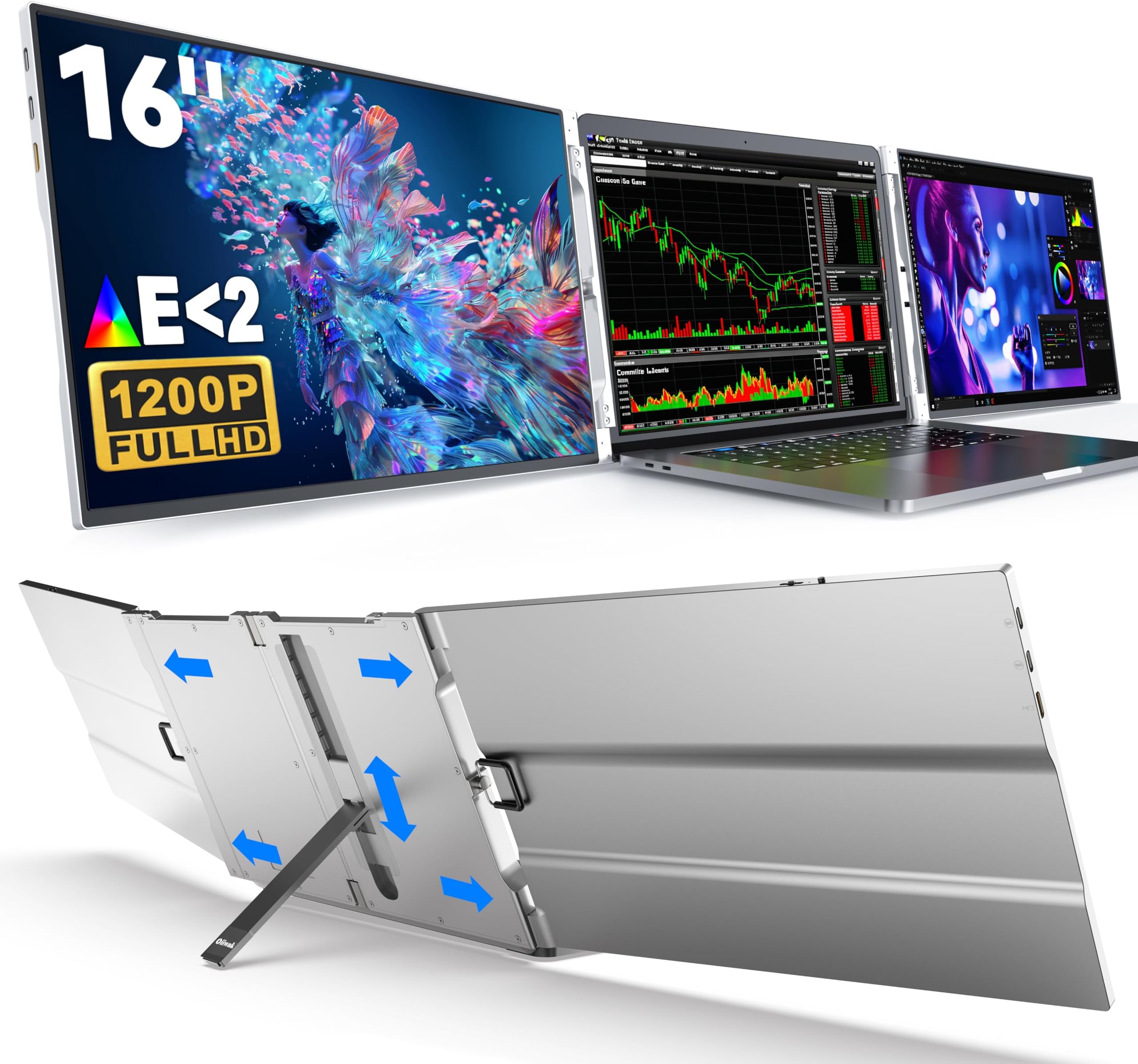 Amazon.com: FOPO 14" Laptop Screen Extender Monitor Portable, Quad ...