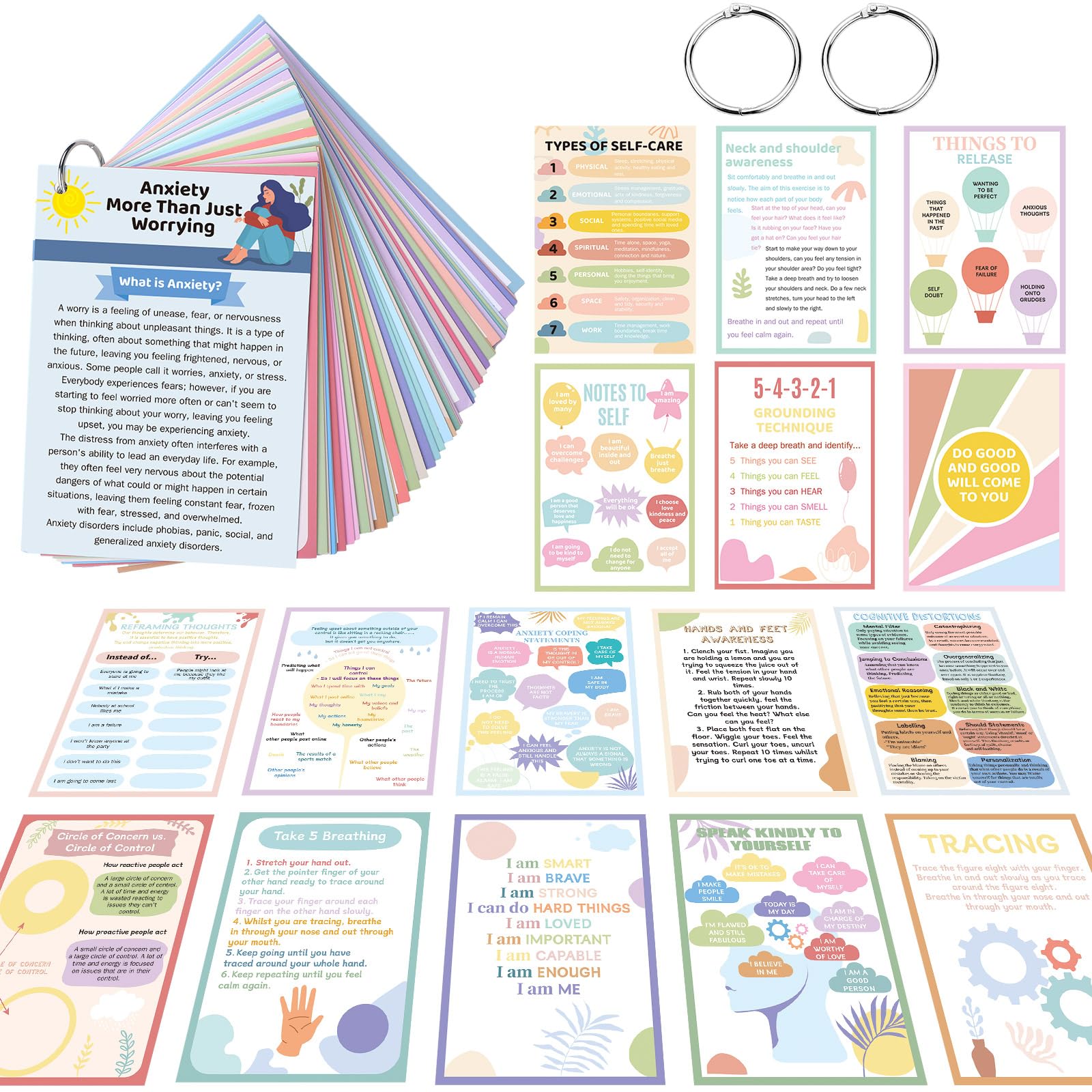 Amazon.com: 72 Pcs Anxiety Coping Skill Cards 5.9 x 4 Inches Social ...