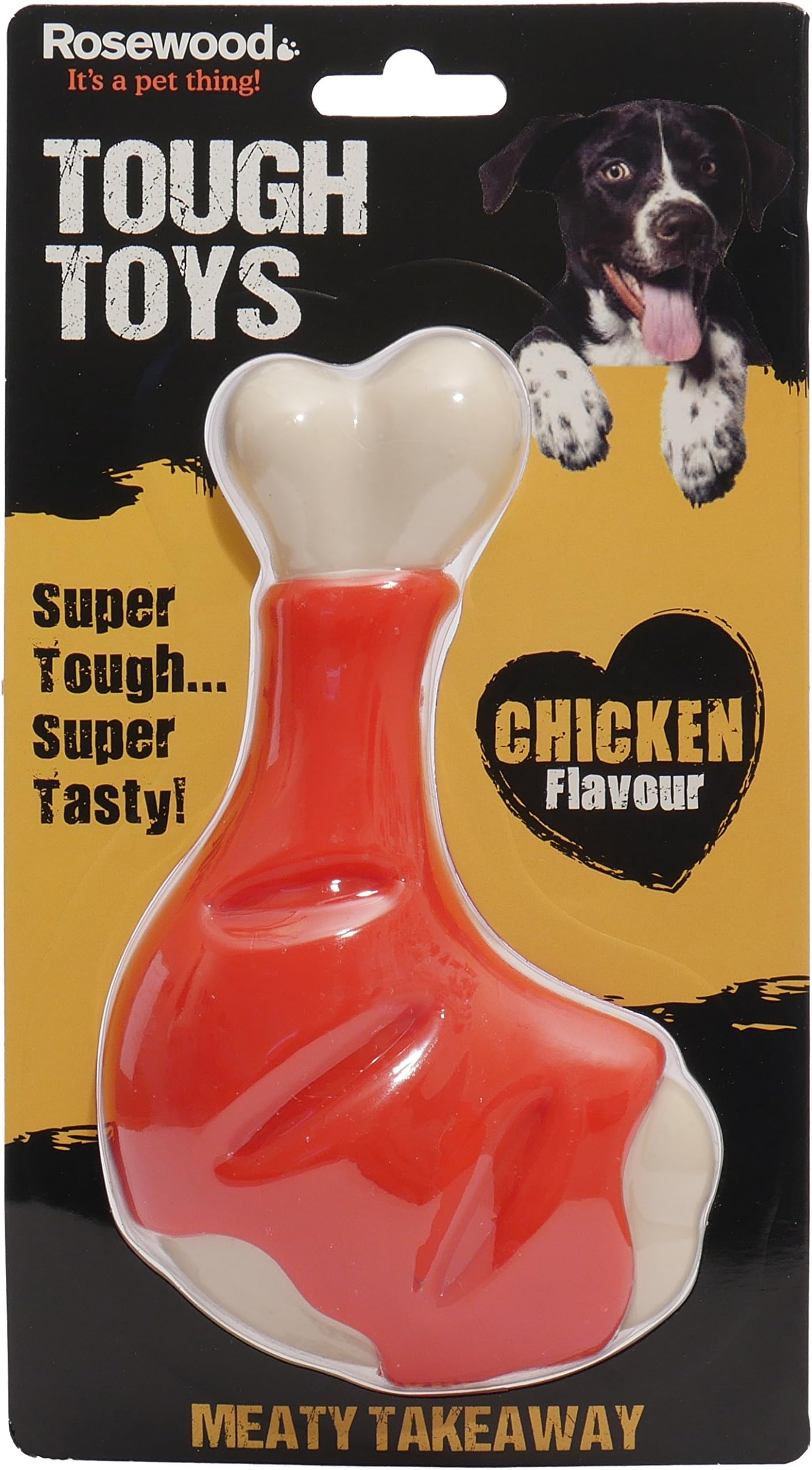 Rosewood Meaty Chicken Takeaway Bone Tough Dog Toy, Small : Amazon.co ...