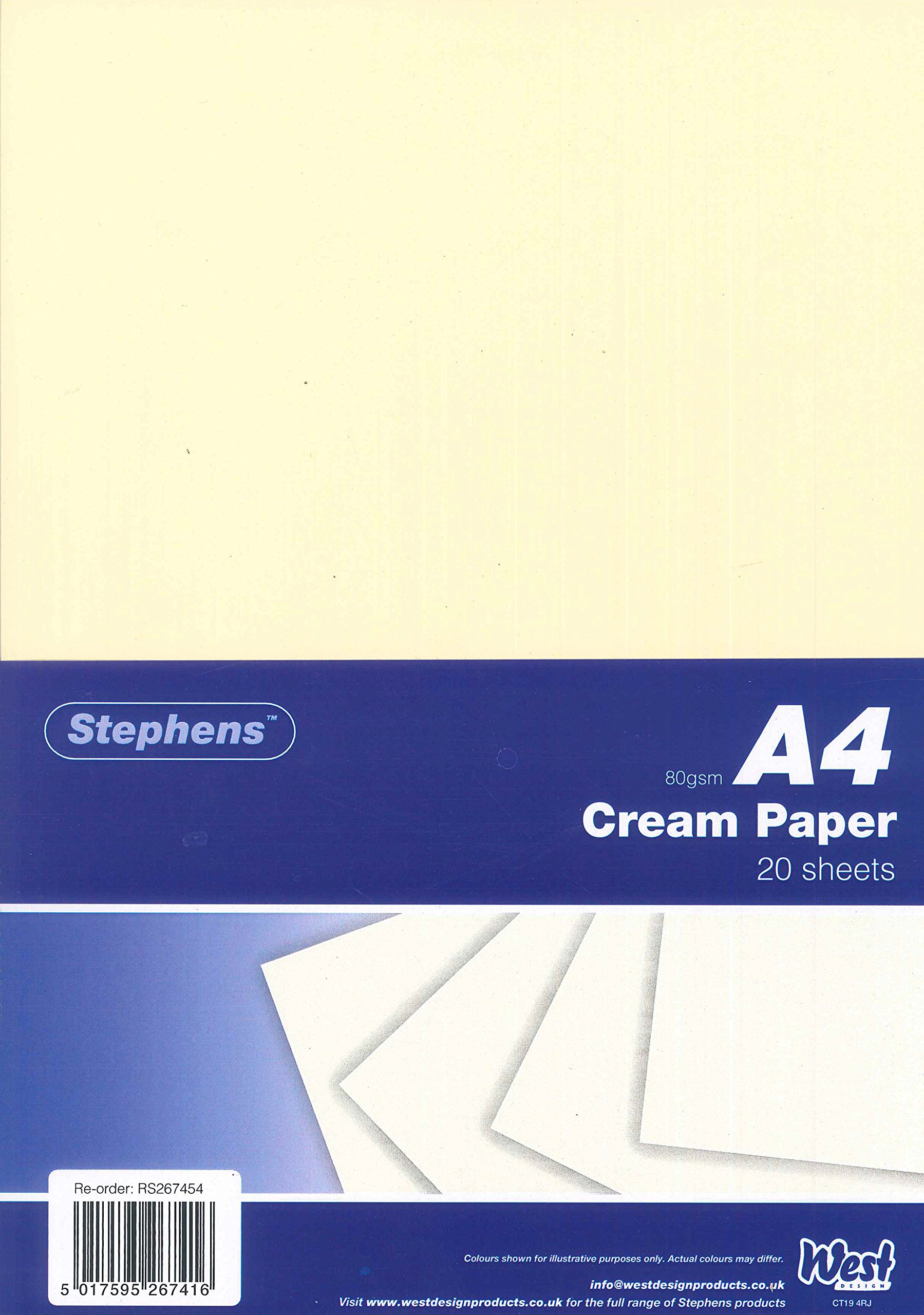 Stephens Coloured Card Cream A4 210gsm 10 Sheets, Great For Printing ...