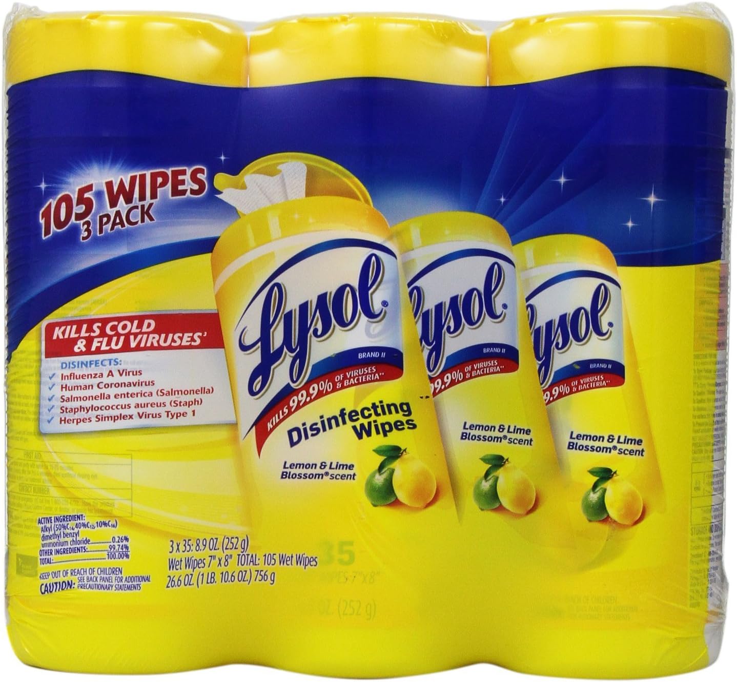 Amazon.com: Lysol Disinfecting Wipes Value Pack, Lemon and Lime Blossom ...