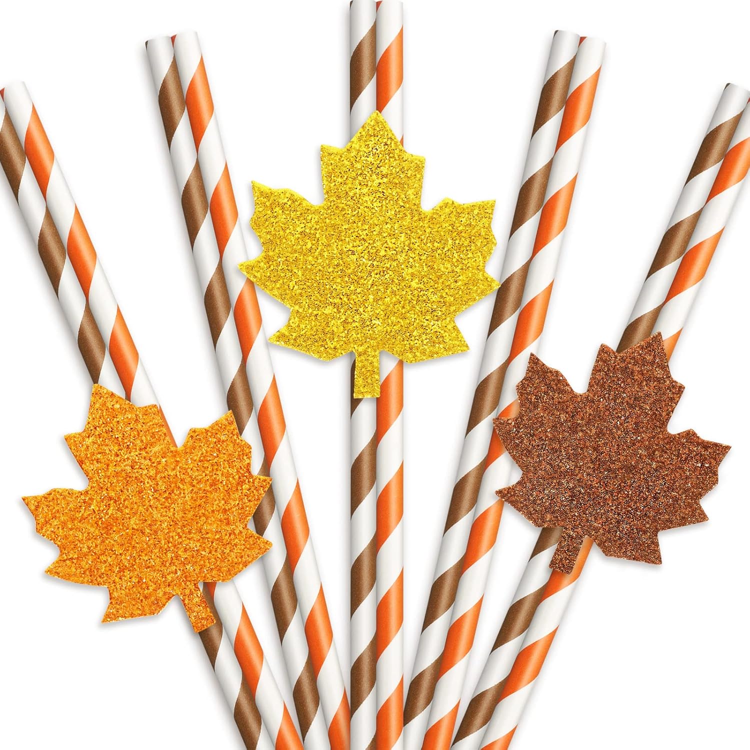 Amazon.com: Whaline 60Pcs Thanksgiving Maple Leaf Paper Straws Fall ...