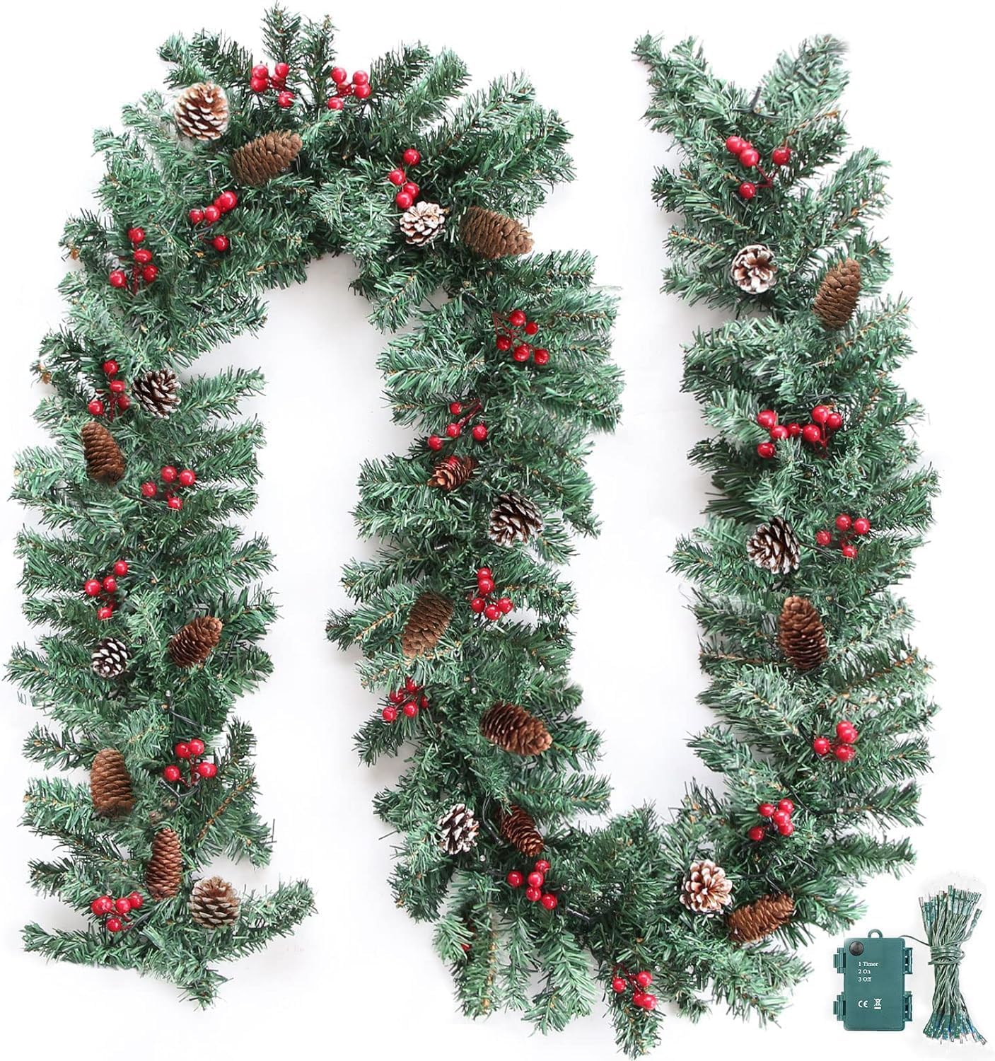 Amazon.com: ZIFTY 9FT Christmas Garland with 50LED String Lights ...