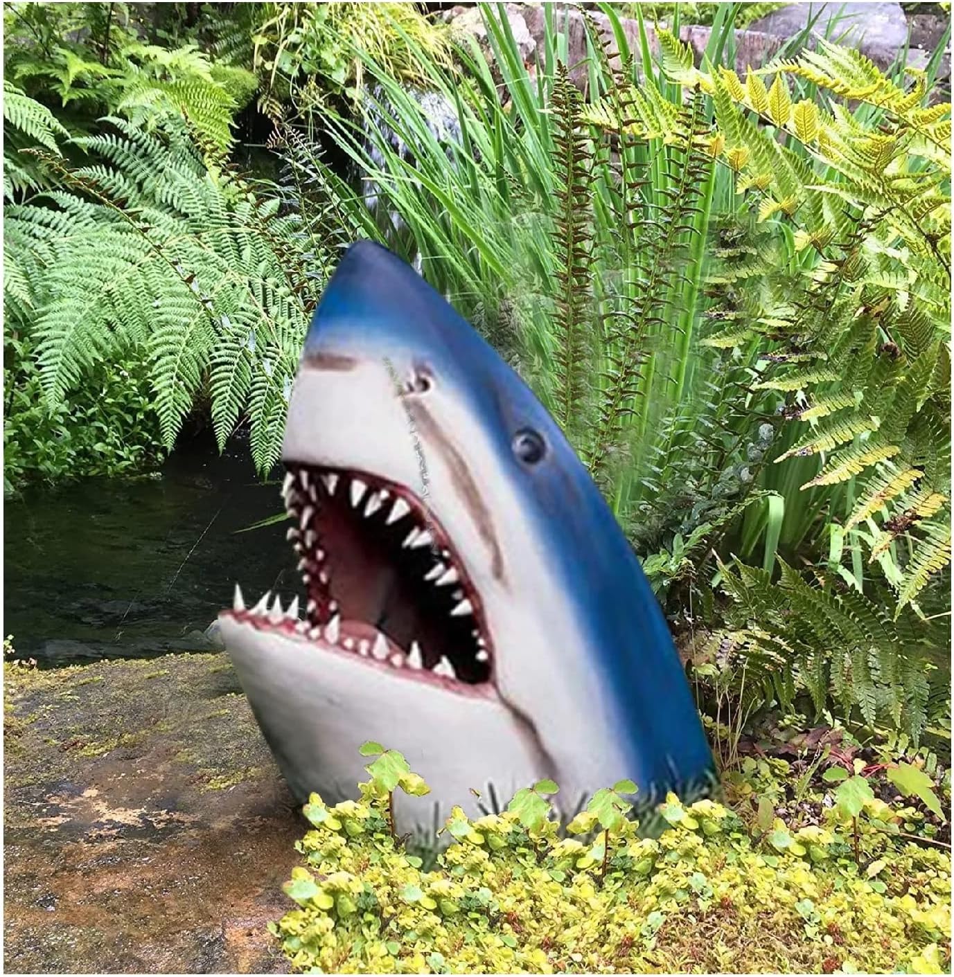 Great White Shark Garden Art Statue - Unique Great White Shark Head ...