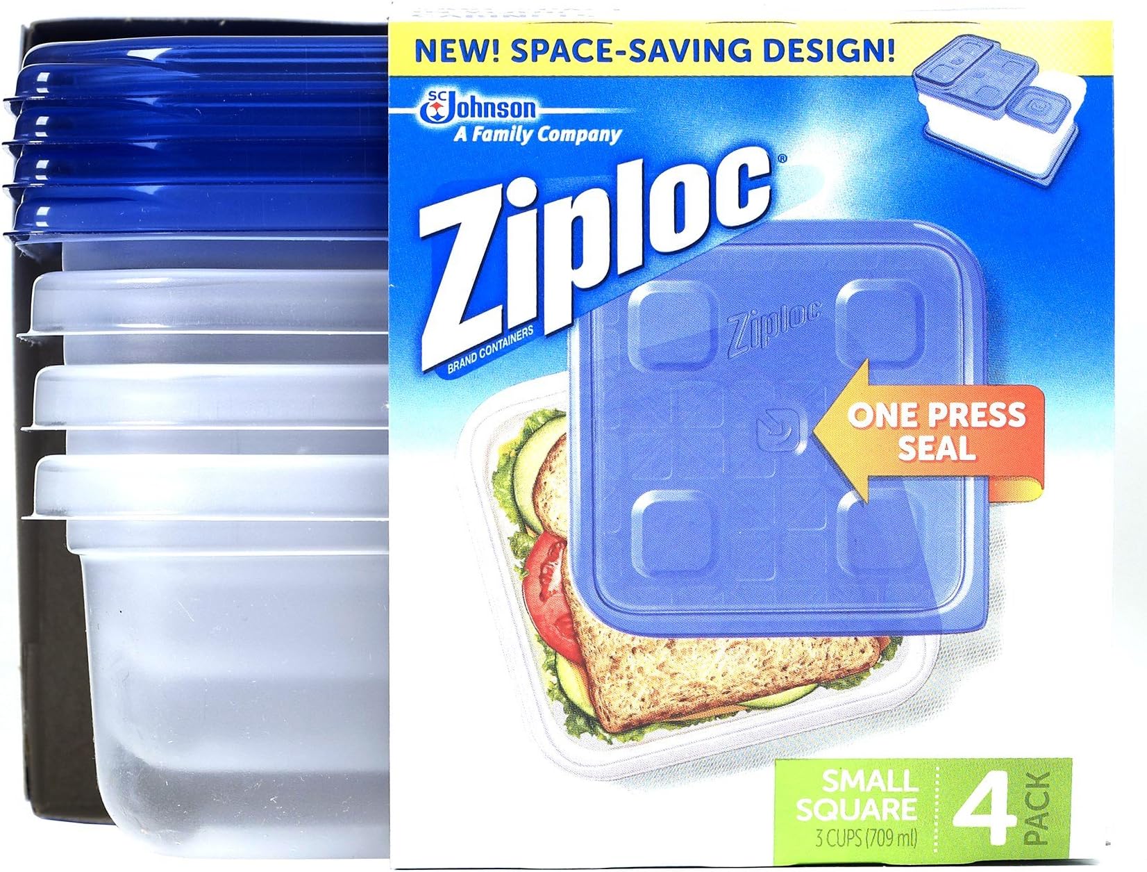Amazon.com: Ziploc Container, Medium Rectangle, 1.5 Cups, 4 Count (Pack ...