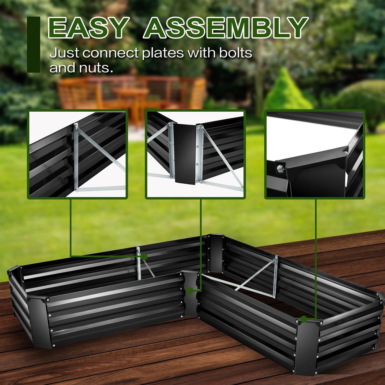 Snapklik.com : Raised Bed Garden Bed Kit, 5x5x1ft Galvanized Planter ...