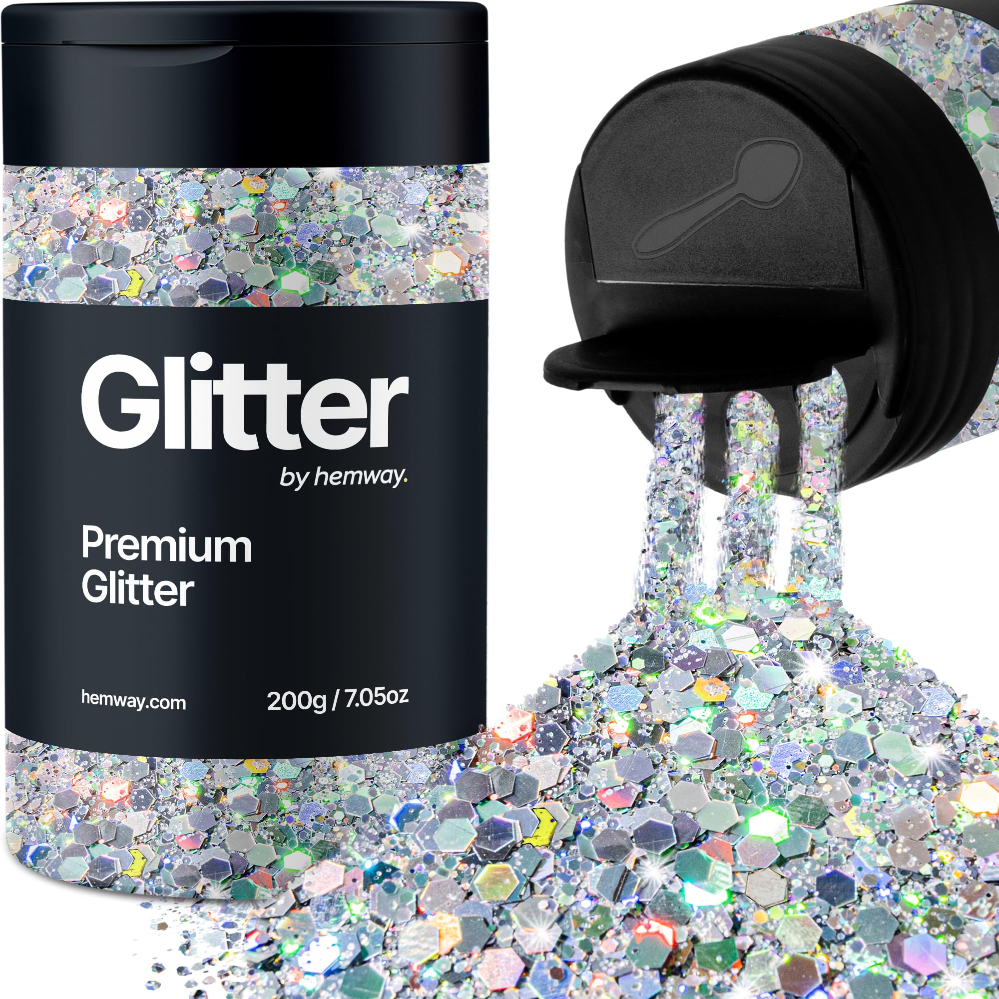 Amazon.com: Mixed Glitter Holographic Silver 210g/7.40oz Face Nail Art ...