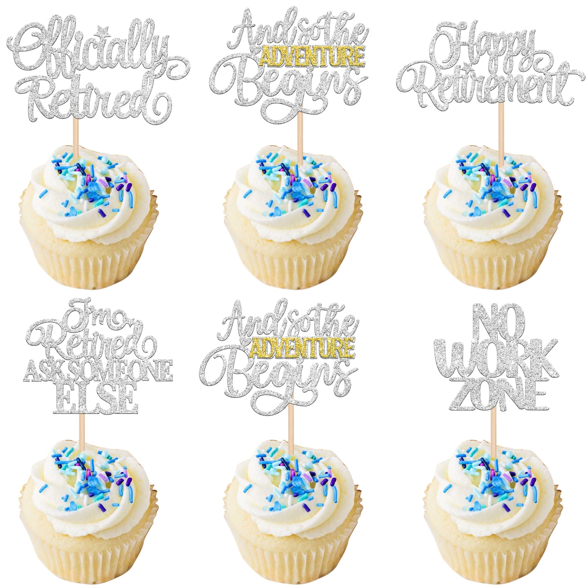 Snapklik.com : 30 PCS Happy Retirement Cupcake Toppers Officially ...