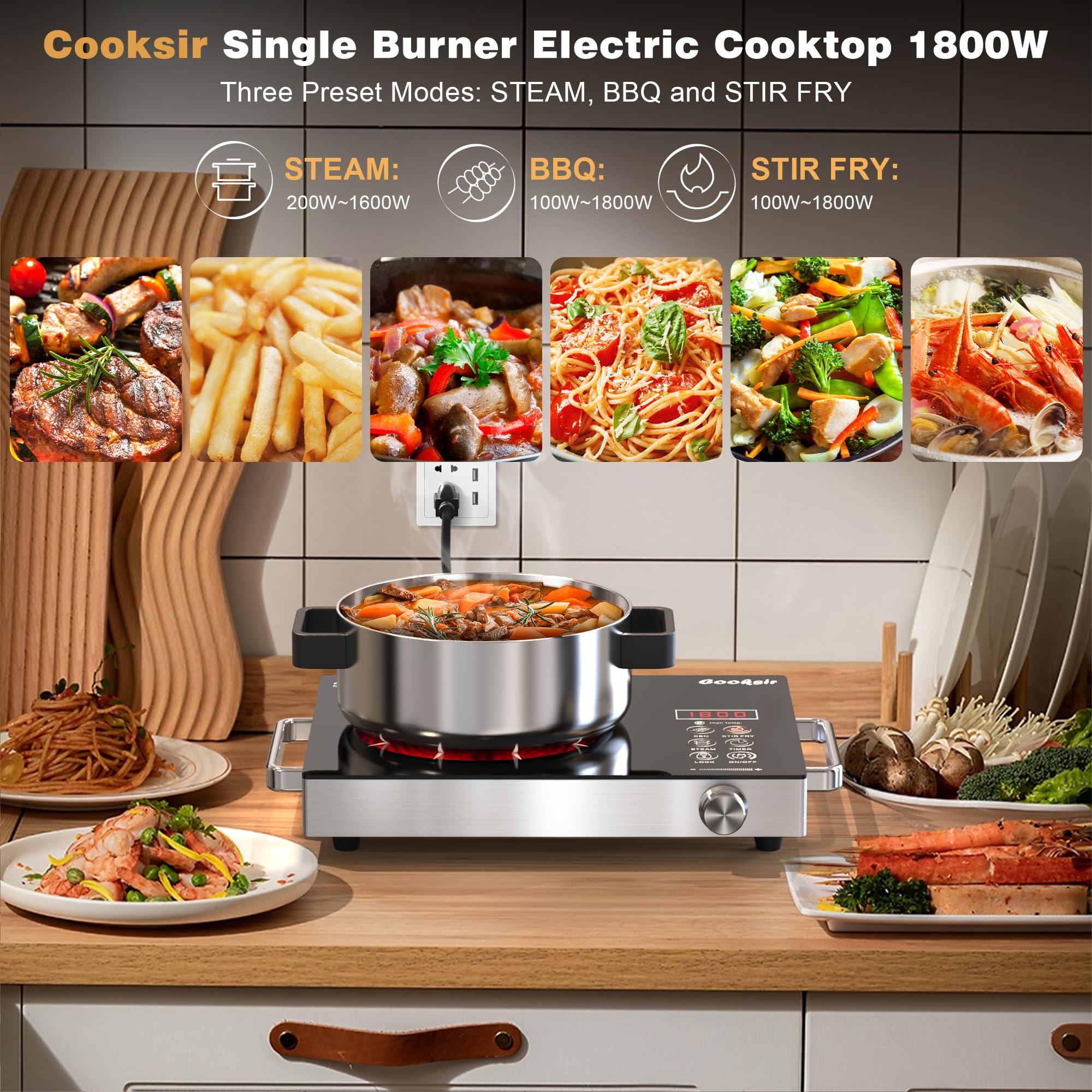 Snapklik.com : Cooksir Single Burner Electric Cooktop - 110V Portable ...