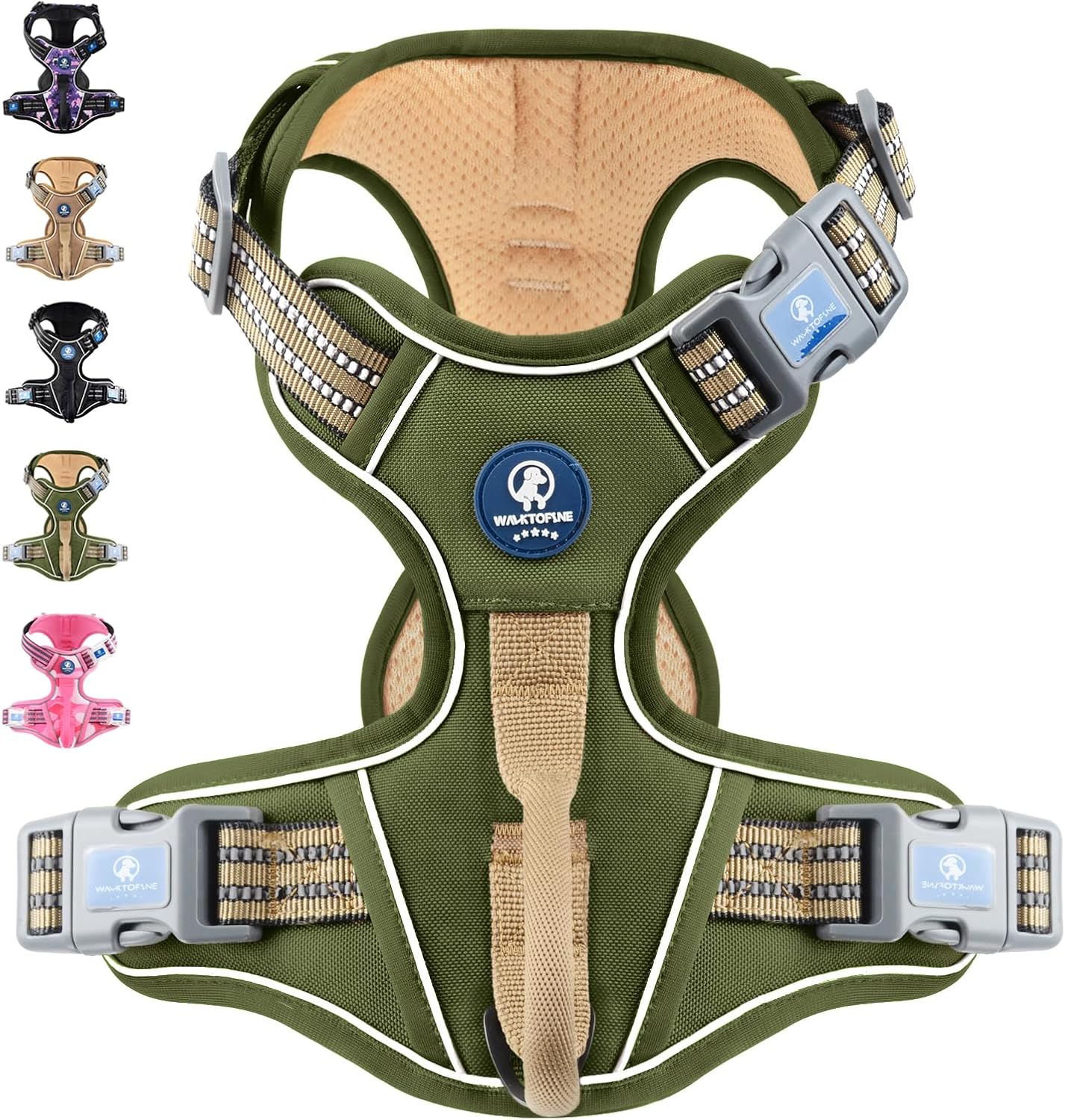 Amazon.com: WALKTOFINE Dog Harness, No Pull Dog Harness with ID Card ...