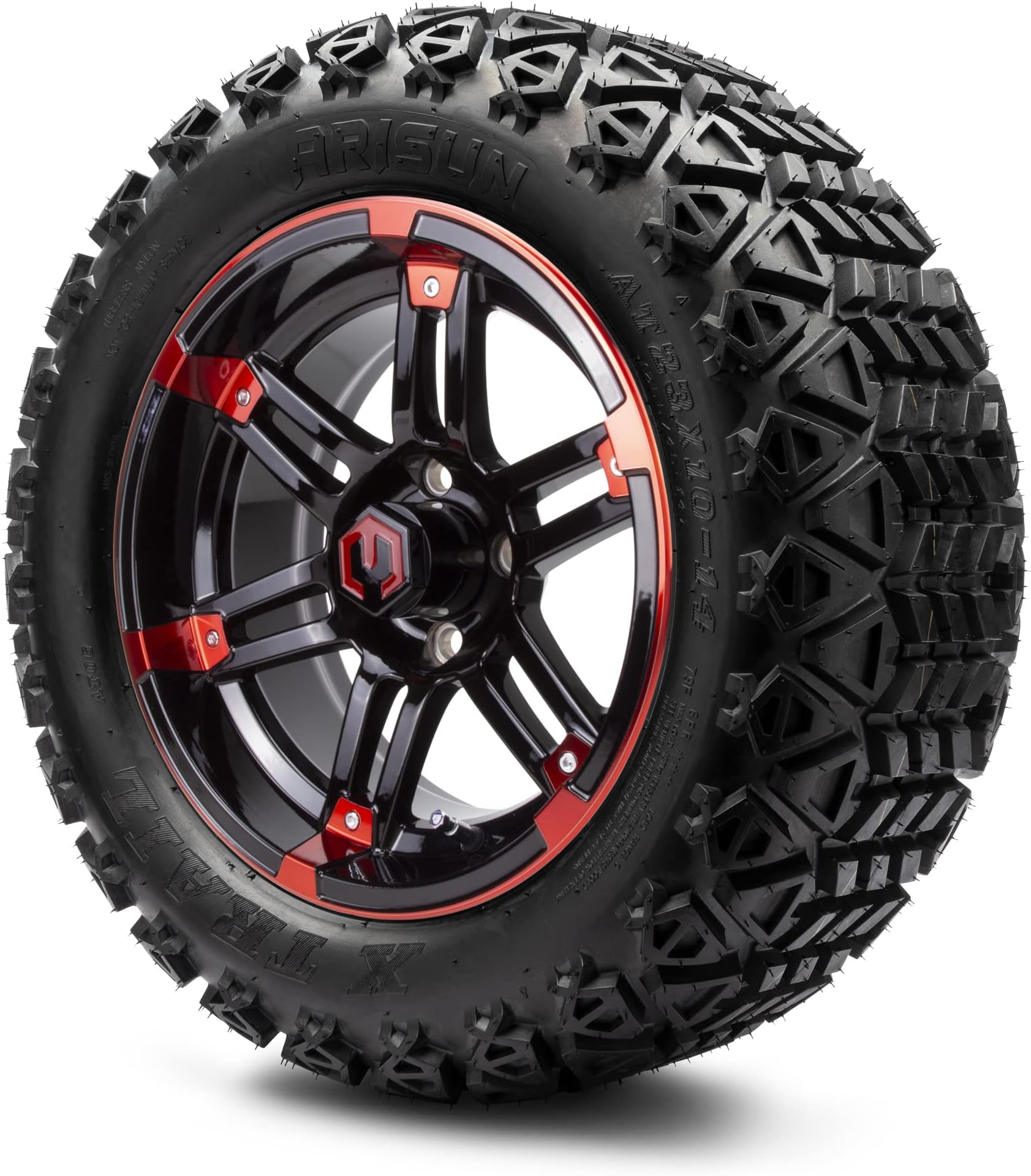 Amazon.com: MODZ® Aftershock Red and Black 14" Golf Cart Wheels and ...