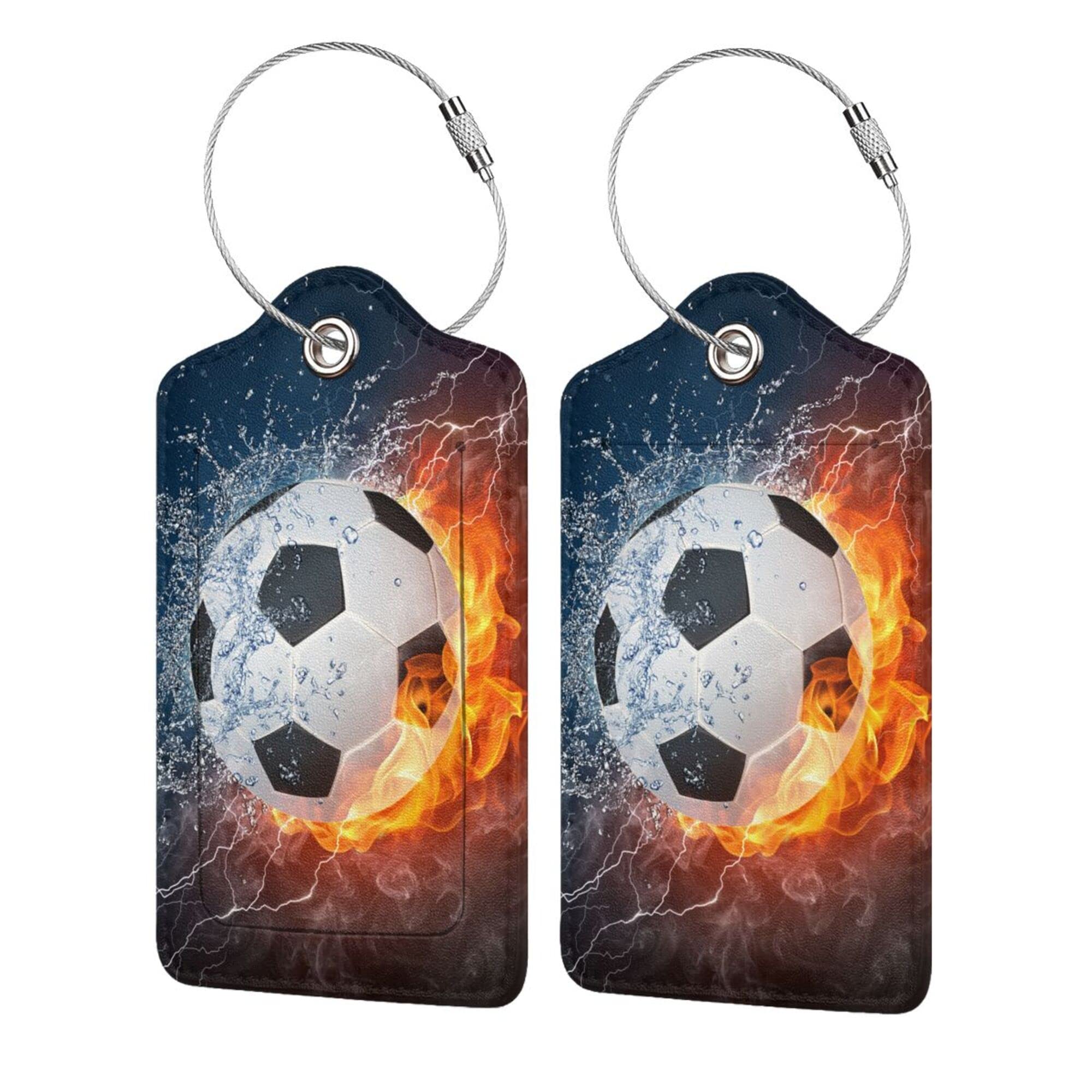 Amazon.com: 2 Pack Soccer Luggage Tags for Suitcases, Cool Leather ...