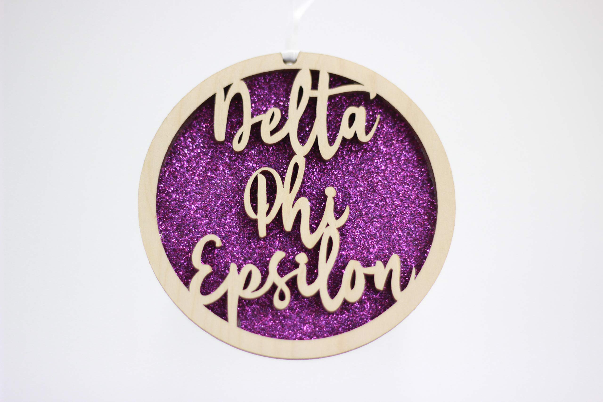 Amazon.com: Delta Phi Epsilon - Laser Carved Glitter Script Ornament ...