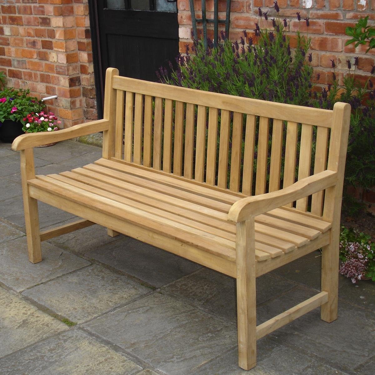 Amazon.com: 2 Seater Teak Curved Back Garden Bench 150cm / 60''
