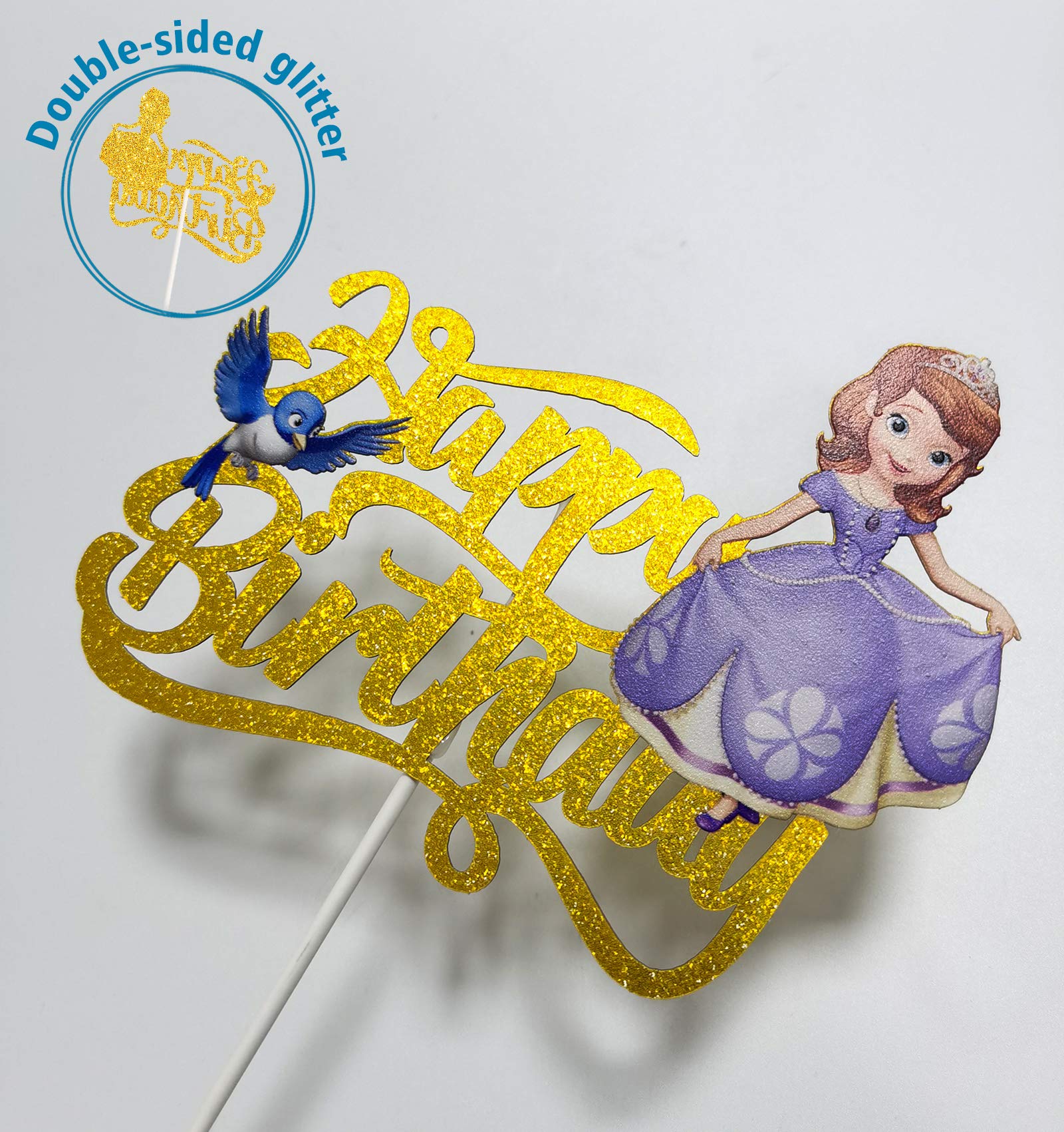 Buy Gold Glitter Sofia Cake Topper, Disney Princess Sofia Inspired Cake ...