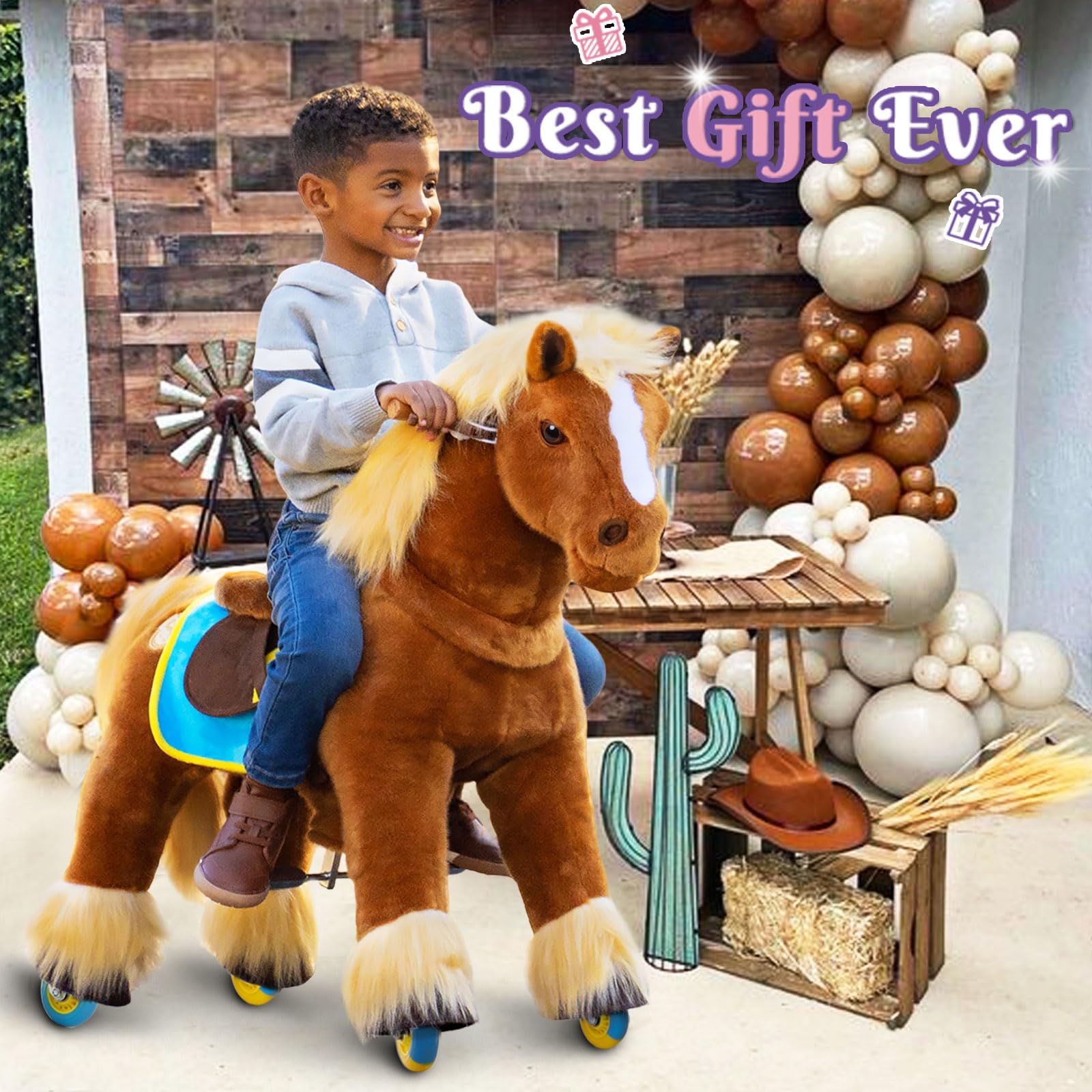 Snapklik.com : Official Premium Model X Ride On Brown Horse Toys ...