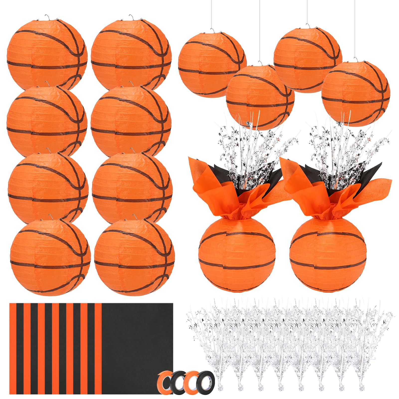 36 Pieces Basketball Paper Lanterns Centerpieces Decorations Basketball ...