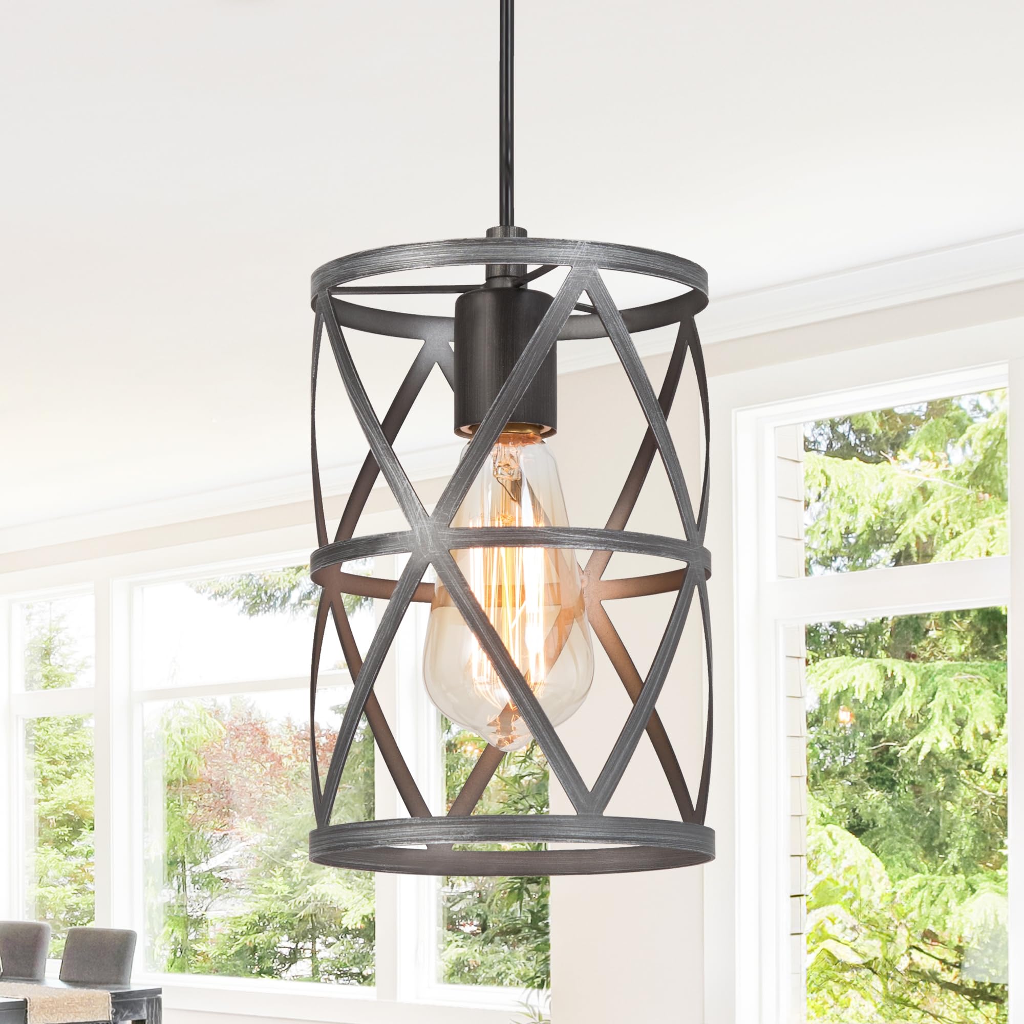 LOG BARN Farmhouse Cage Pendant Light Fixtures, Rustic Industrial ...