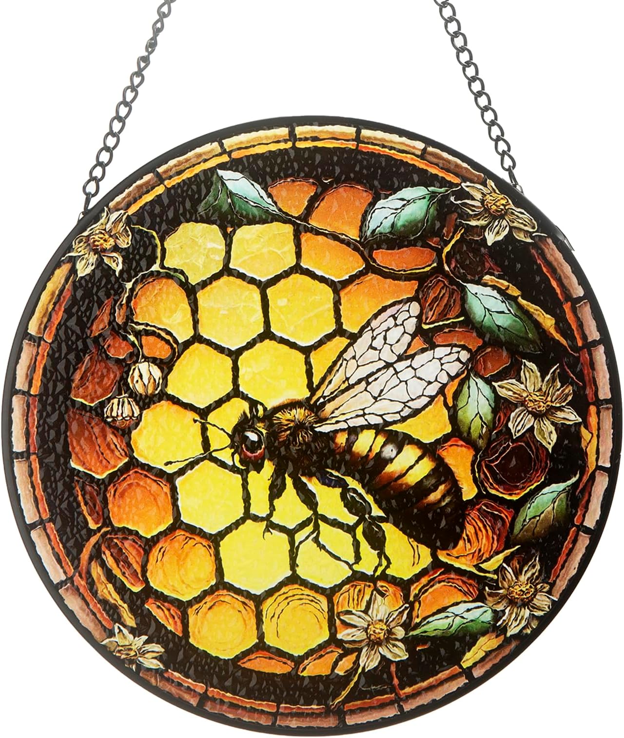Amazon.com: Faruxue Bee Honeycomb Stained Window Hangings, Suncatcher ...
