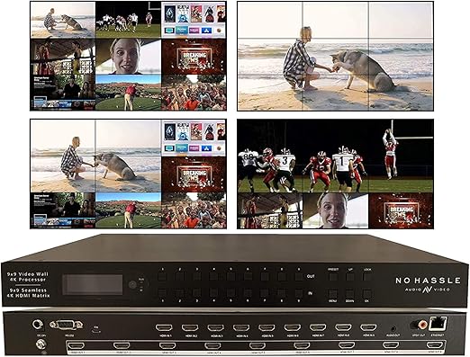 Amazon.com: 3x3 Video Wall 4K Controller with 9 inputs 9 outputs (9x9 ...