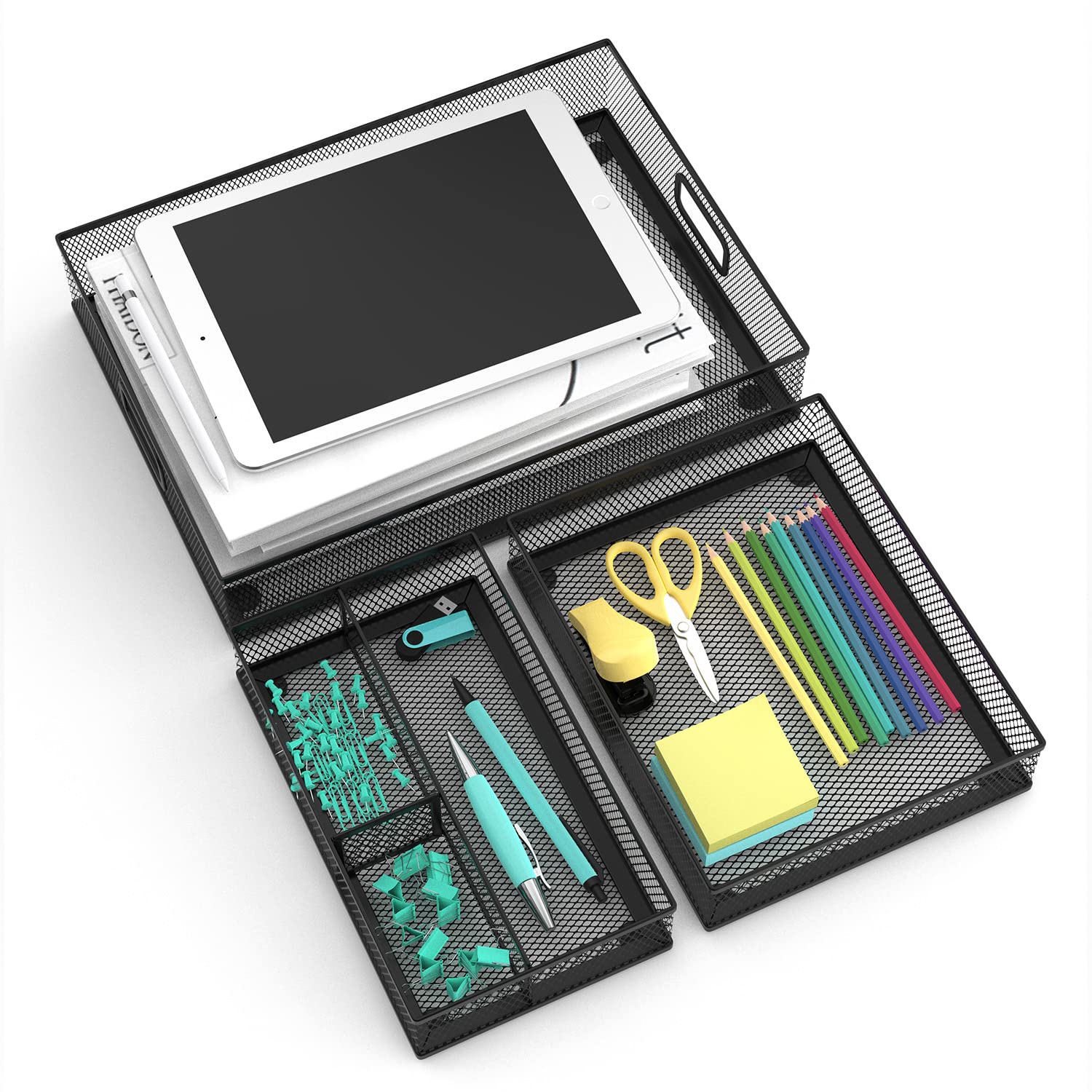 Amazon.com: ITAYVAN Drawer Organizer Tray Set, 3 Pcs Metal Mesh Desk ...