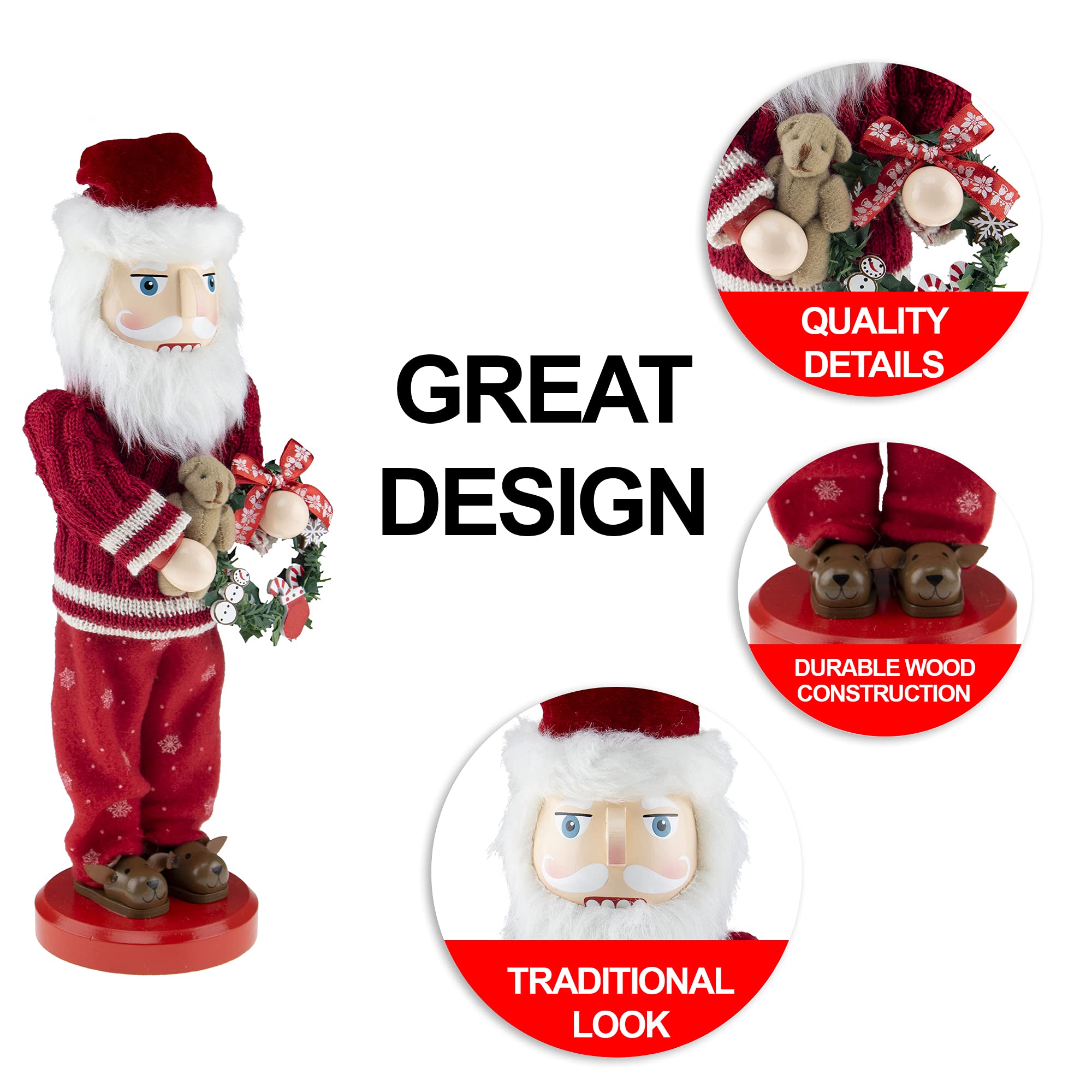 Snapklik.com : Clever Creations PJ Santa 14 Inch Traditional Wooden ...