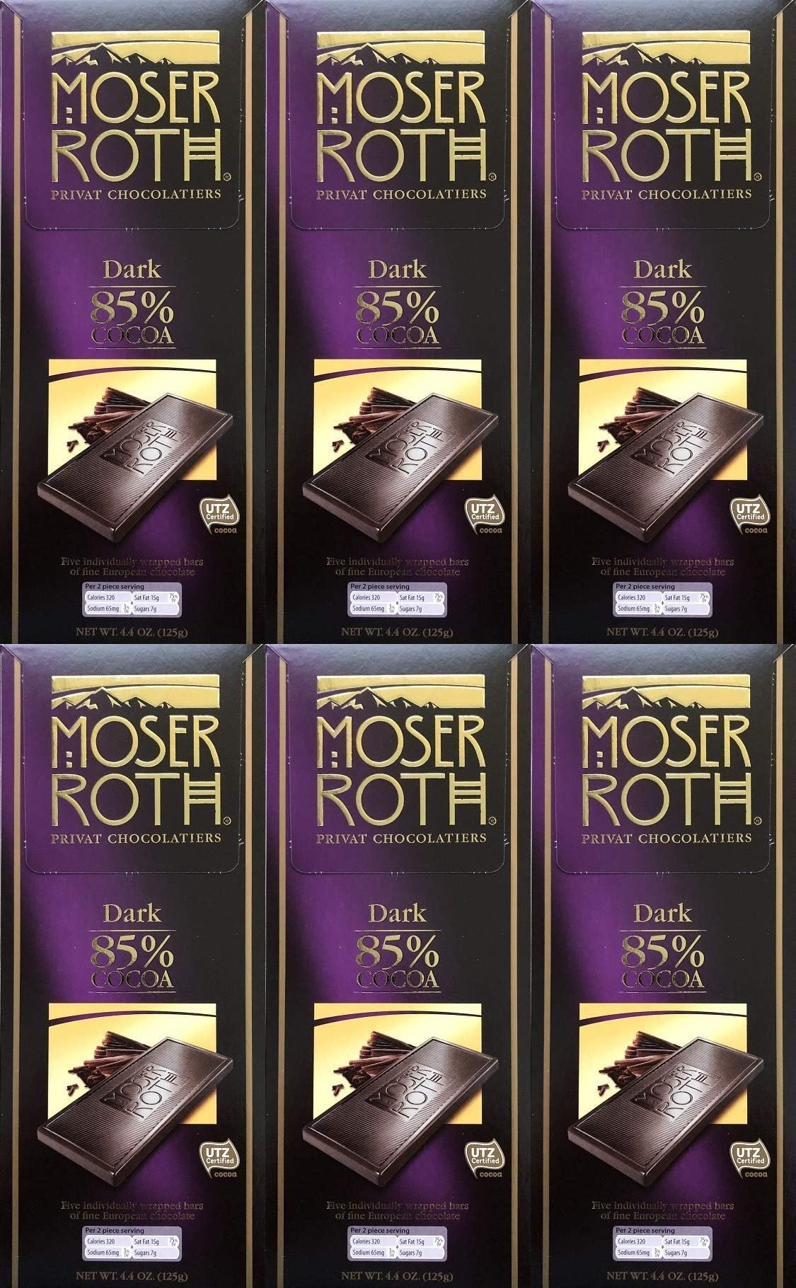 Amazon.com : Moser Roth Fine Premium European Dark Chocolate 85% Cocoa ...