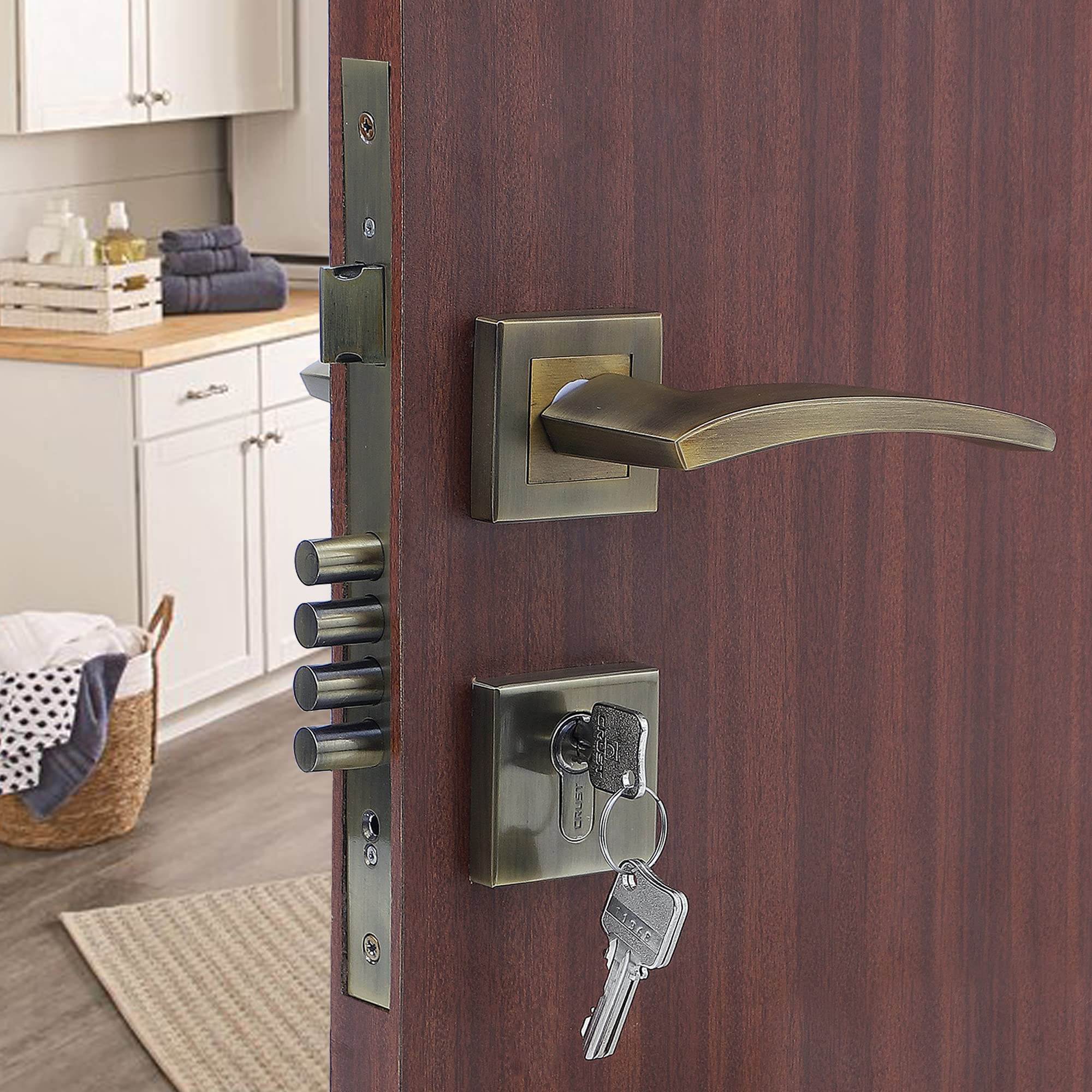 Buy Blue Space Premium Rose Mortise Door Lock Handle Set/Mortise Lock ...