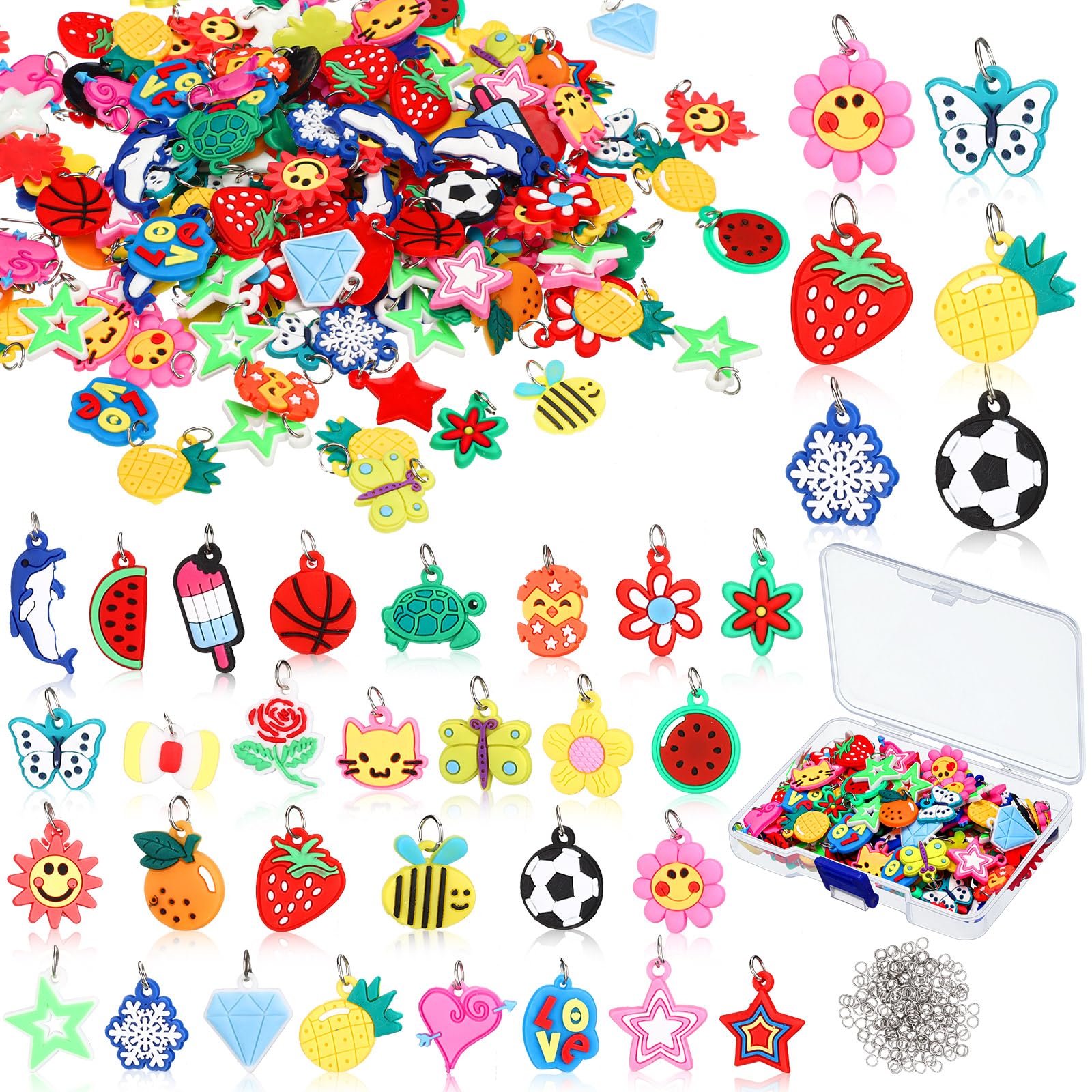 Amazon.com: Hungdao 200 Pcs Rubber Loom Band Charm,Silicone Bracelet ...