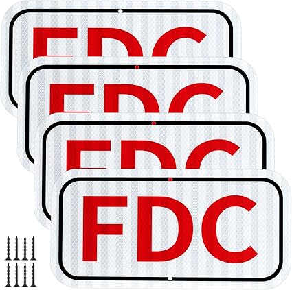 Amazon.com: Tandefio 4 Pcs FDC Sign 12 x 6 Inch Heavy Duty Fire ...